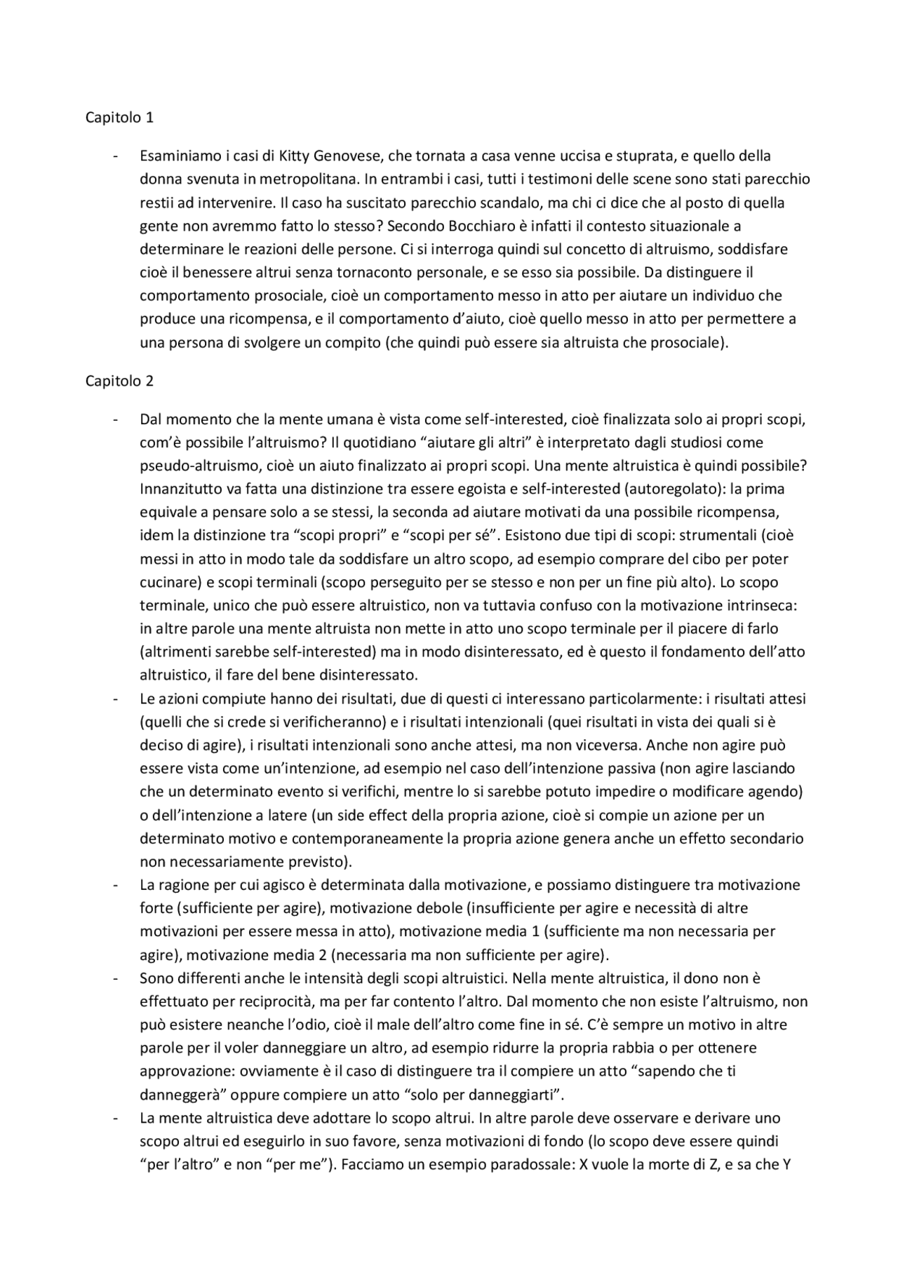 Riassunto Altruismo E Comportamento Prosociale Boca E Abbate Docsity
