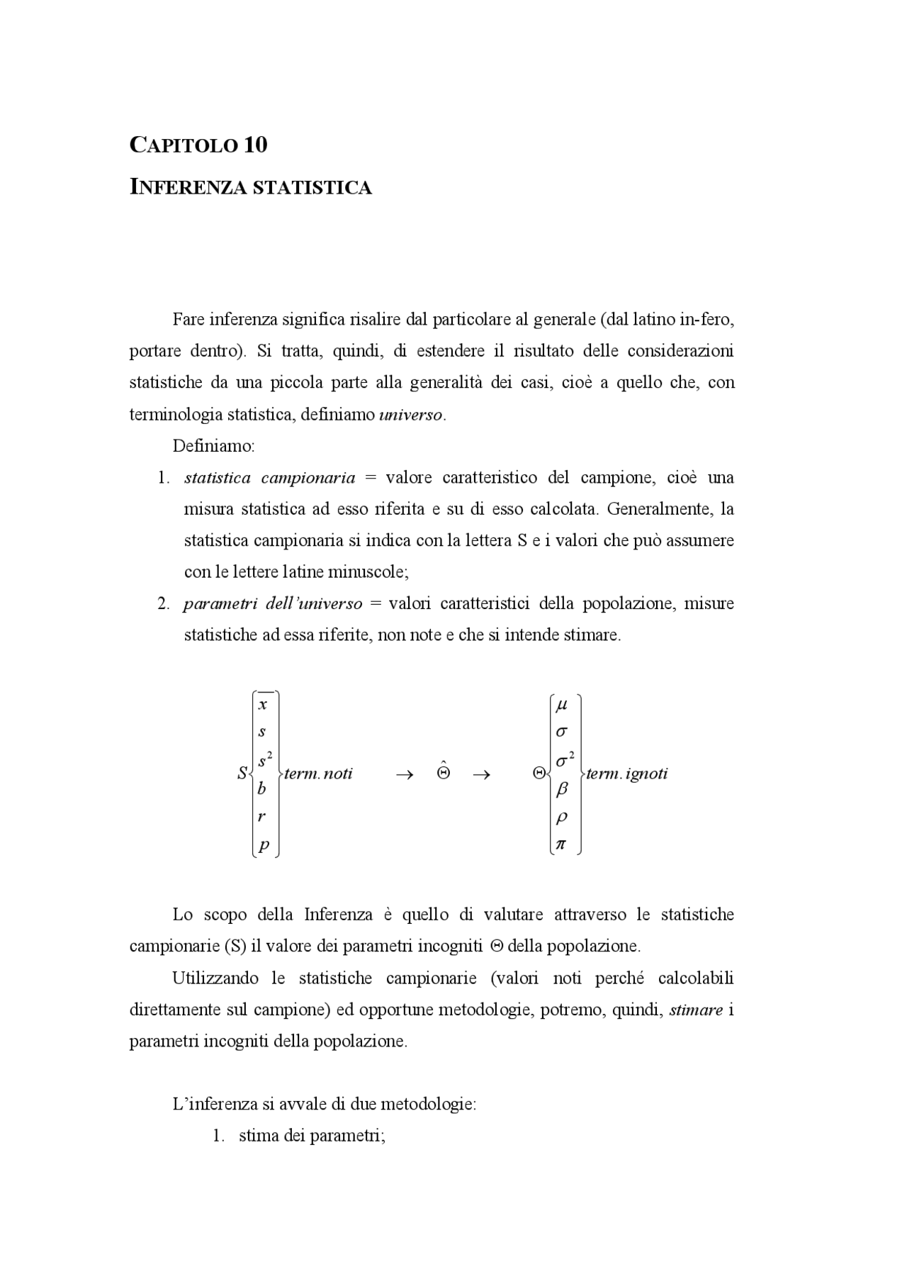 Inferenza Statistica Riassunto Sintesi Del Corso Di Statistica Docsity