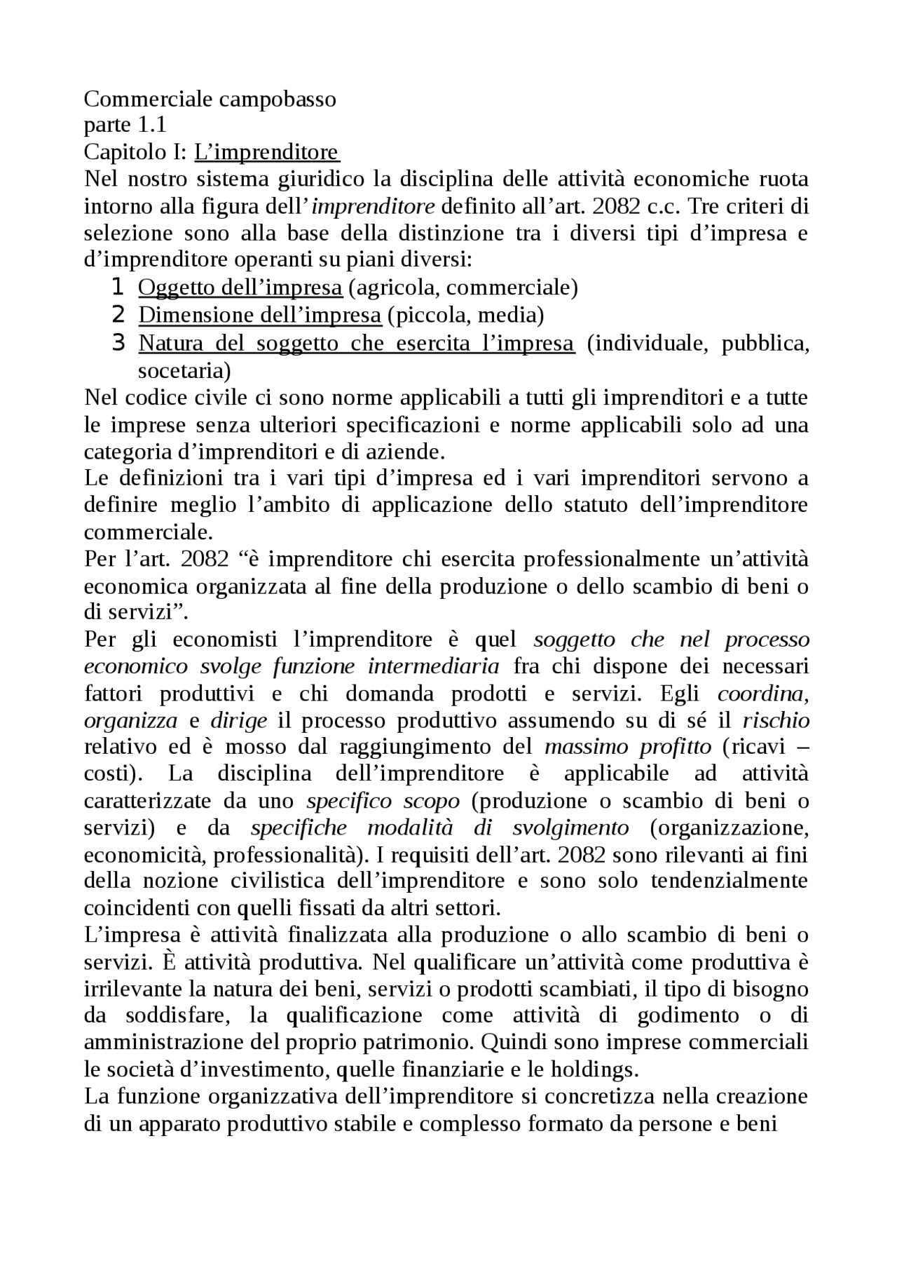 Commerciale Prima Parte Docsity