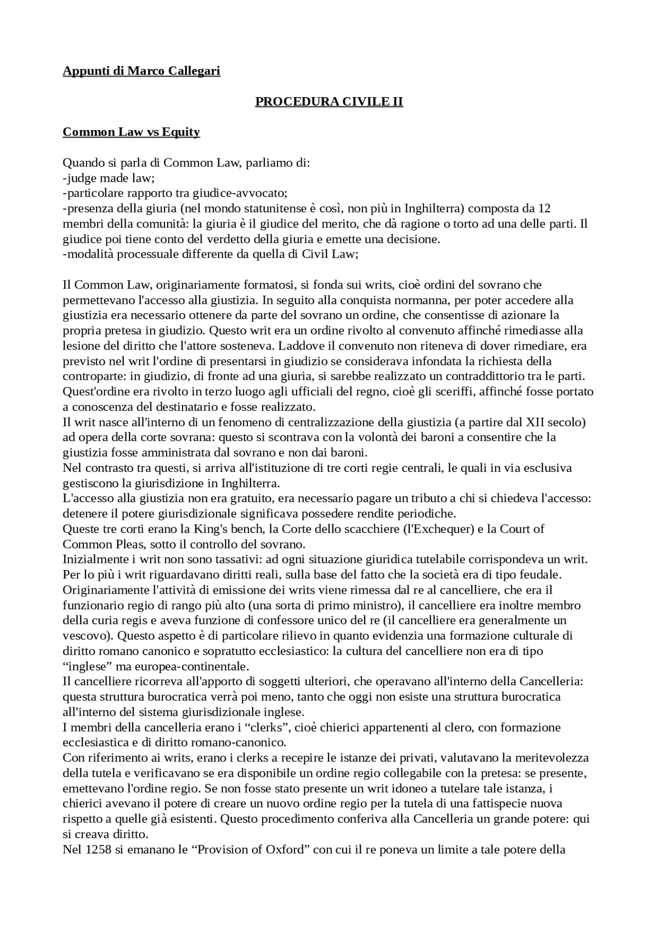 Appunti Di Procedura Civile Ii Docsity