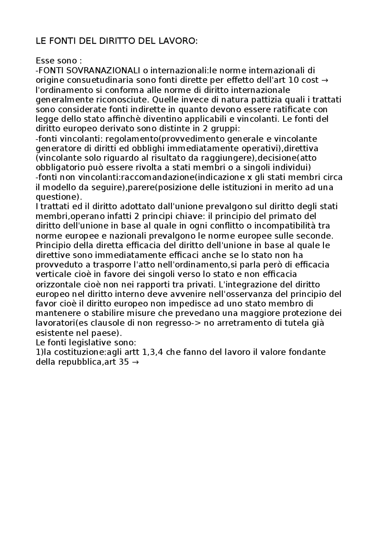 Riassunto Compendio Simone Diritto Del Lavoro Cap 1 Docsity