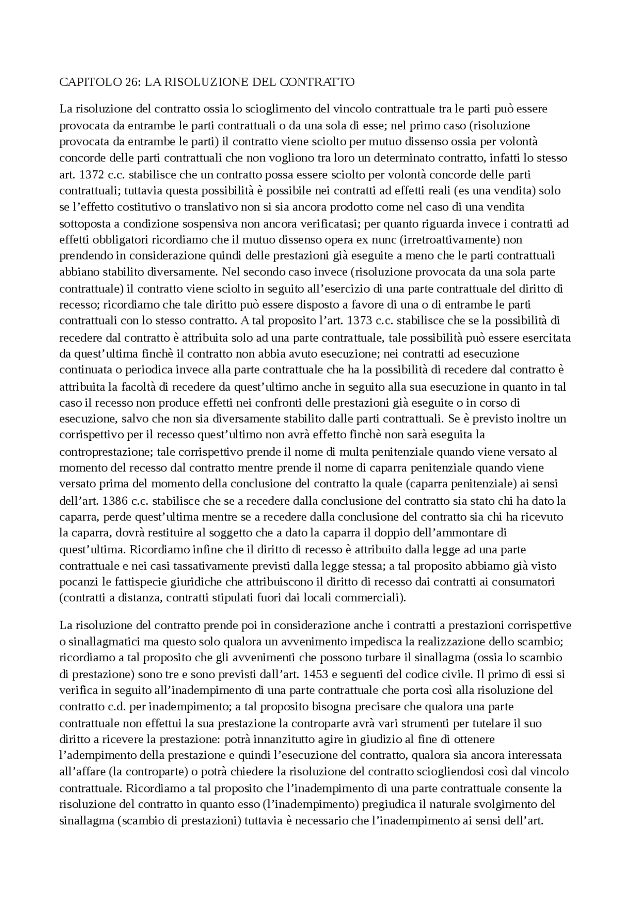 Riassunto Manuale Diritto Privato Stanzione Cap 26 Docsity