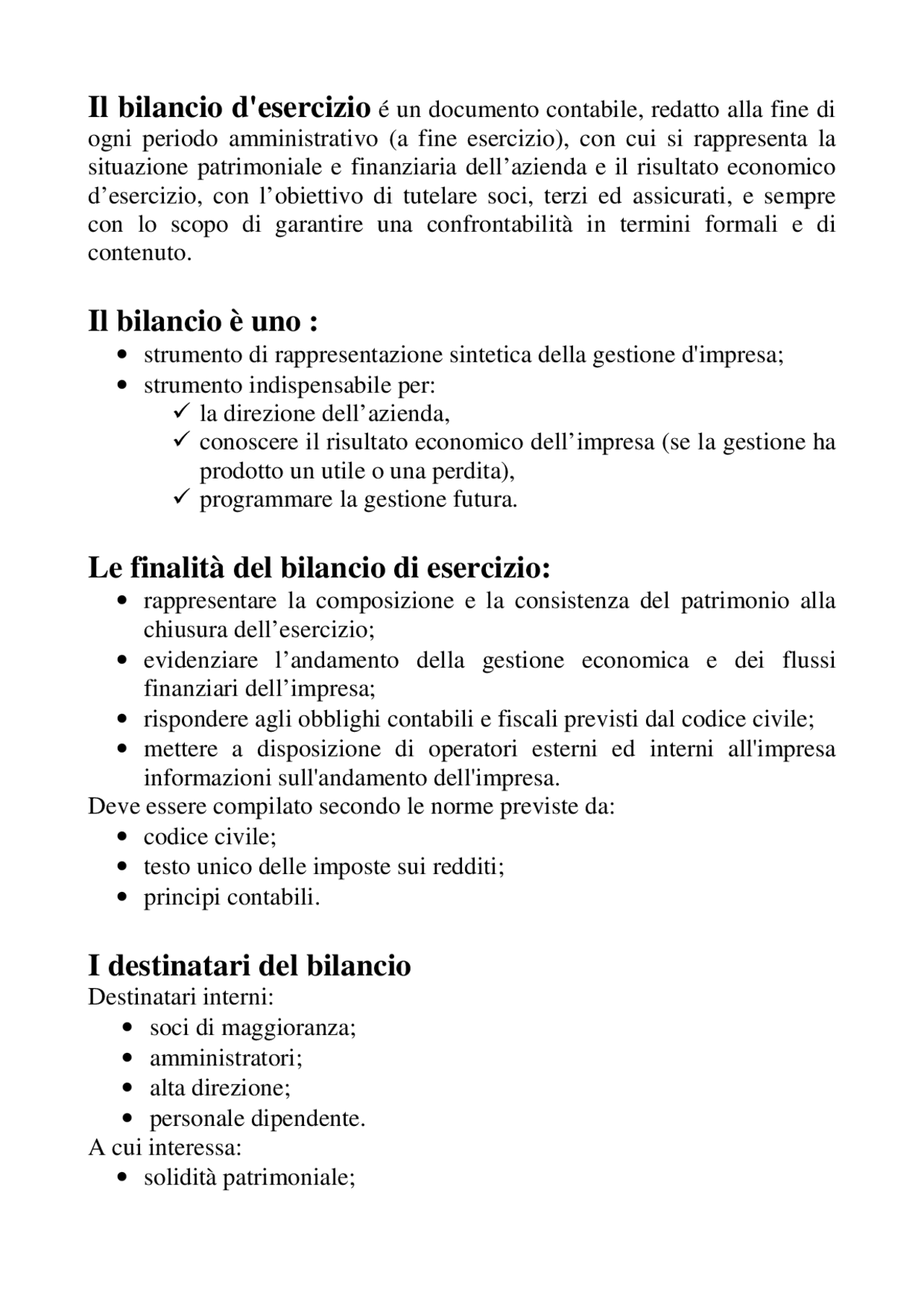 Il Bilancio Desercizio Docsity