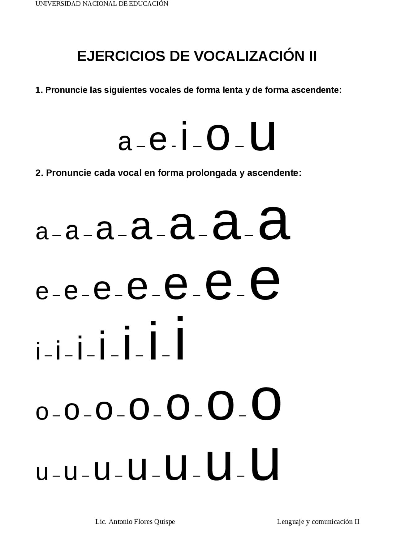 Ejercicios De VocalizaciÓn Ii Docsity