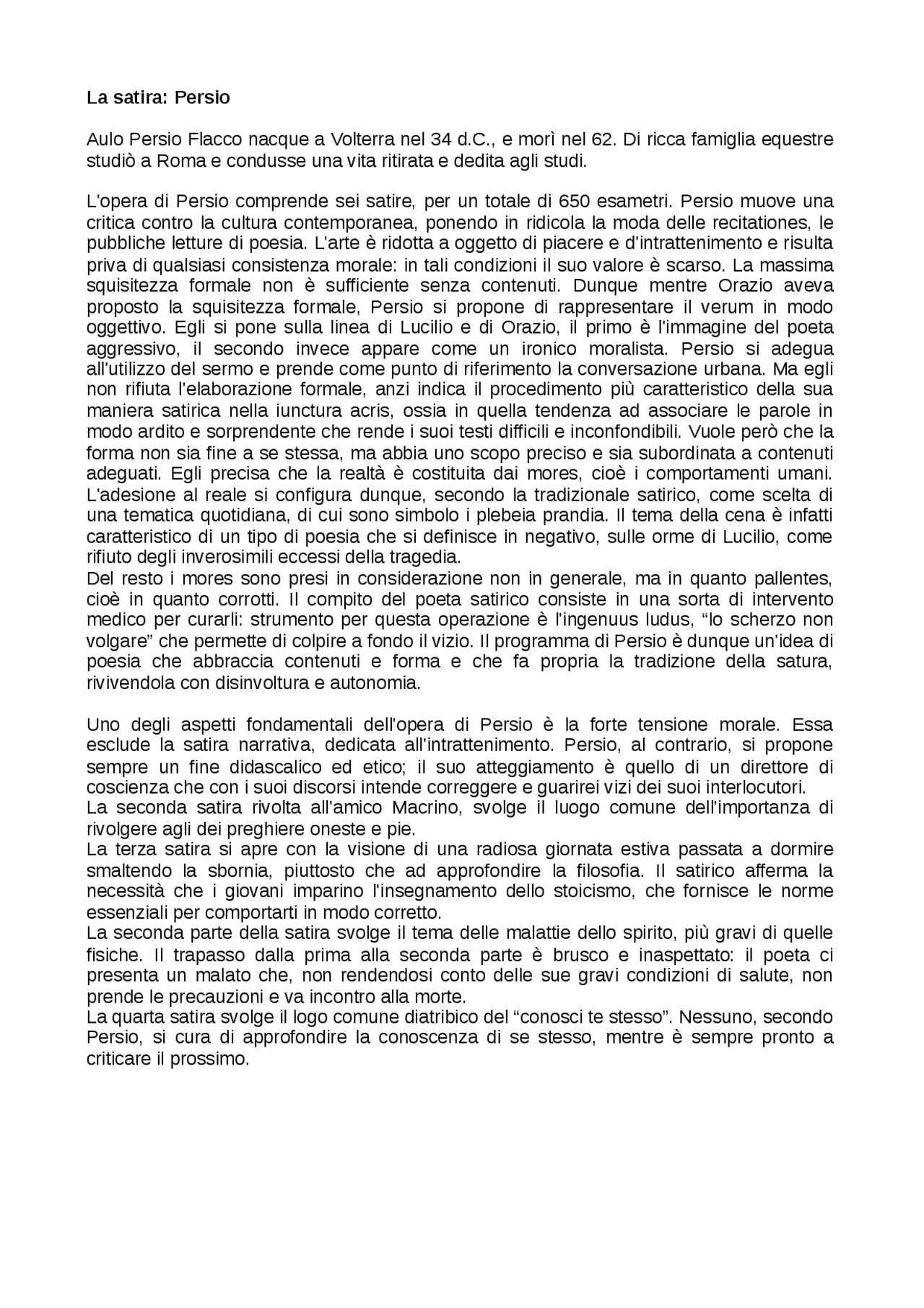 Persio Appunti Di Lingua Latina Docsity