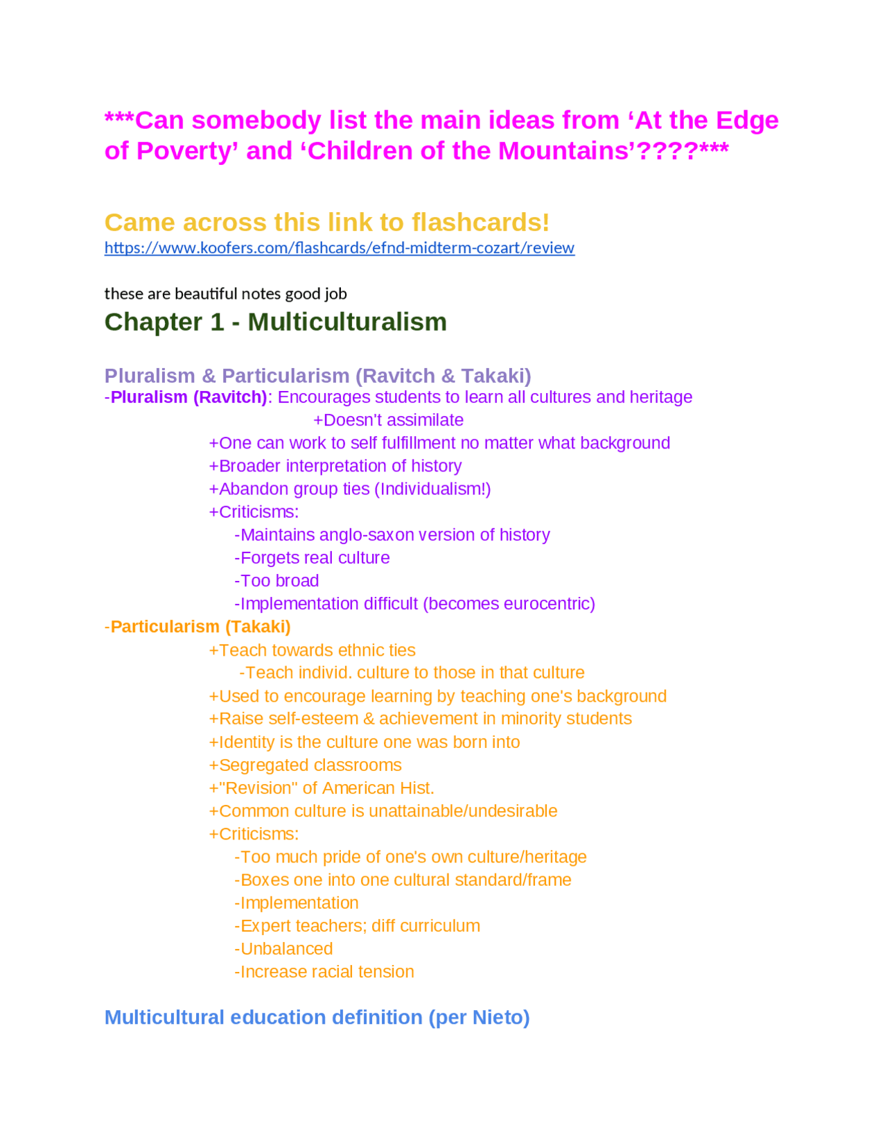 Lecture Notes On Multiculturalism And Race Ethnicity Educ 2120 Docsity