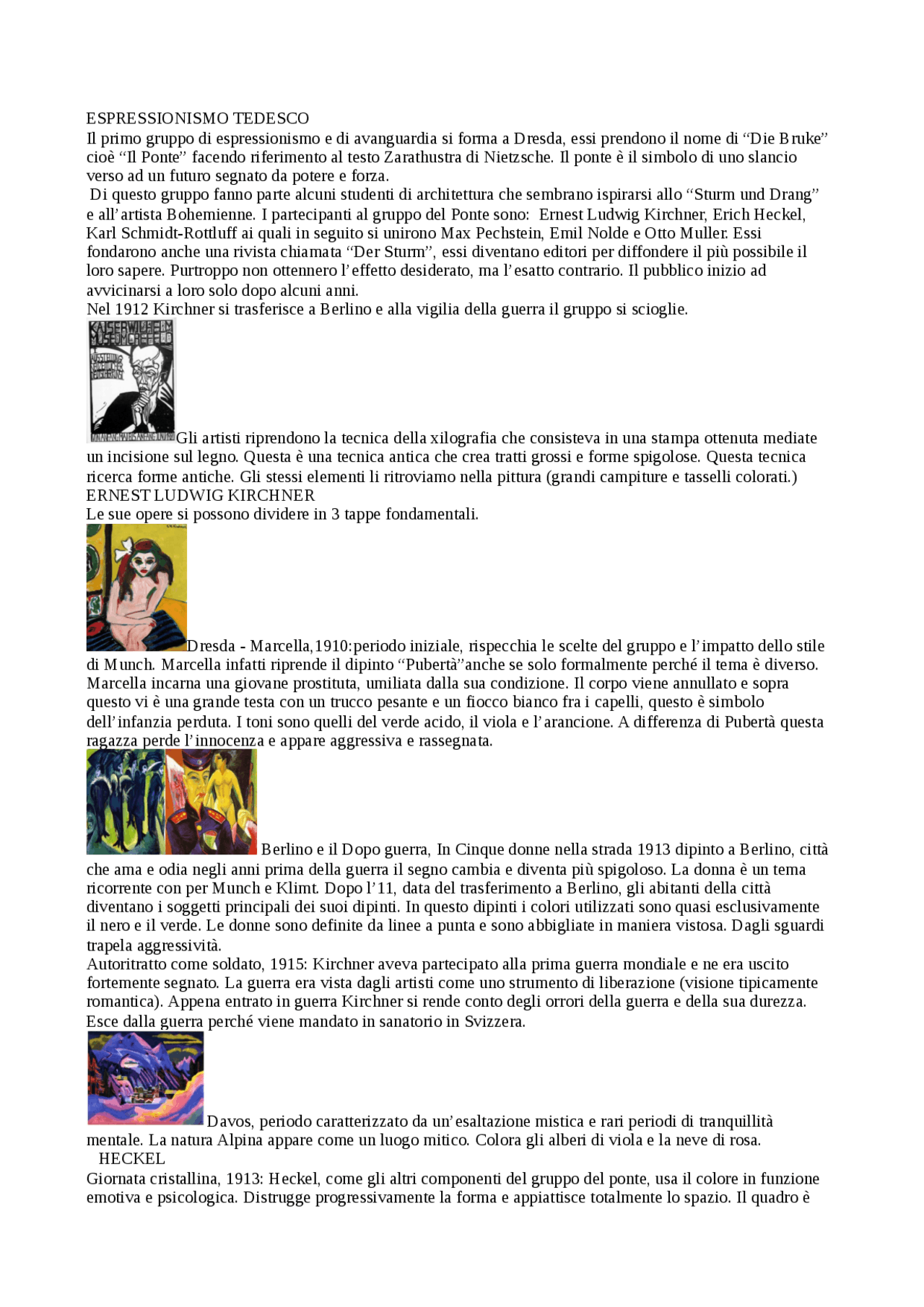 Appunti sull'Espressionismo - Docsity