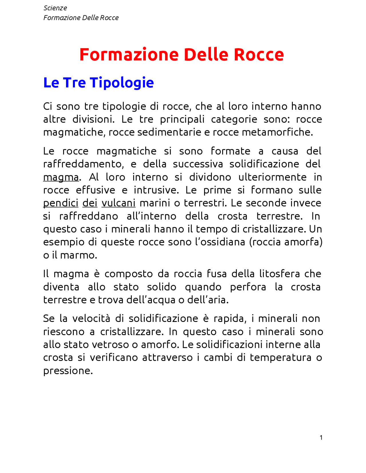 Appunti Formazione Delle Rocce Docsity
