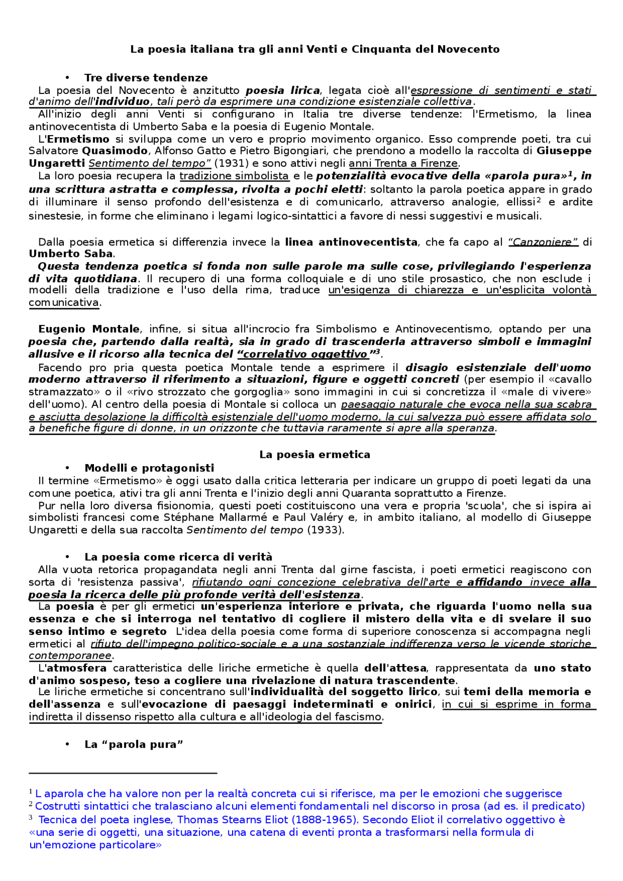 Ermetismo Ungaretti Docsity