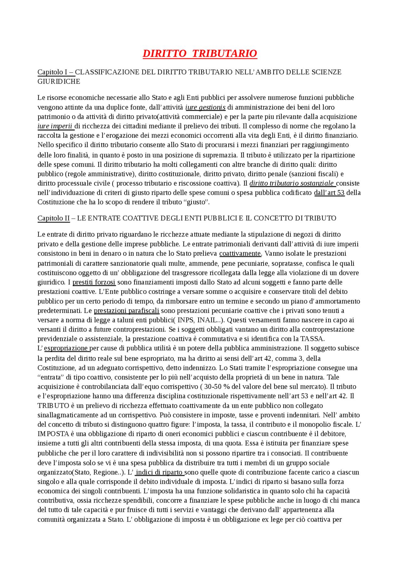 Riassunto Manuale Di Diritto Tributario Docsity