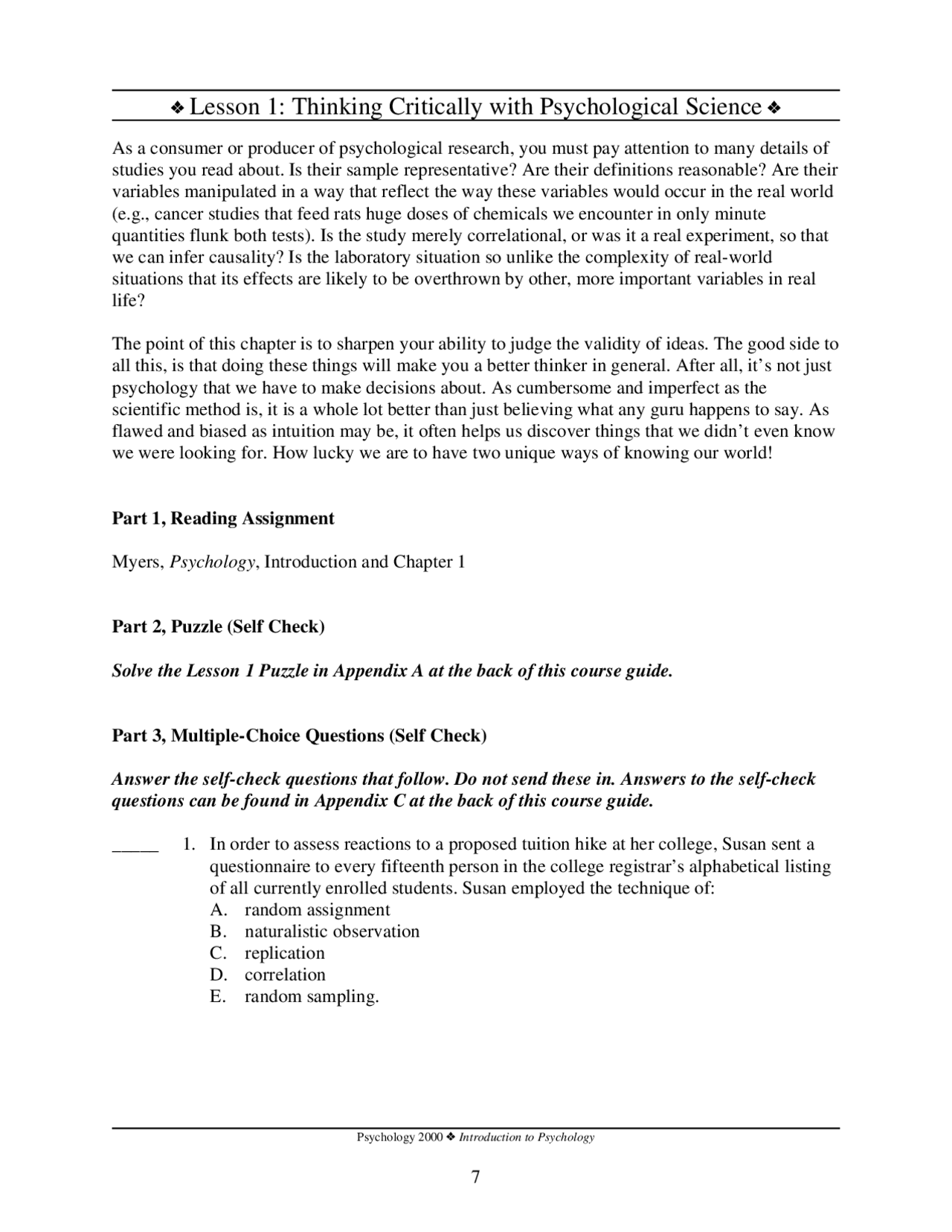 Learning Final Questions - Thinking Critically with Psychology Science | PSYC 2000 - Docsity