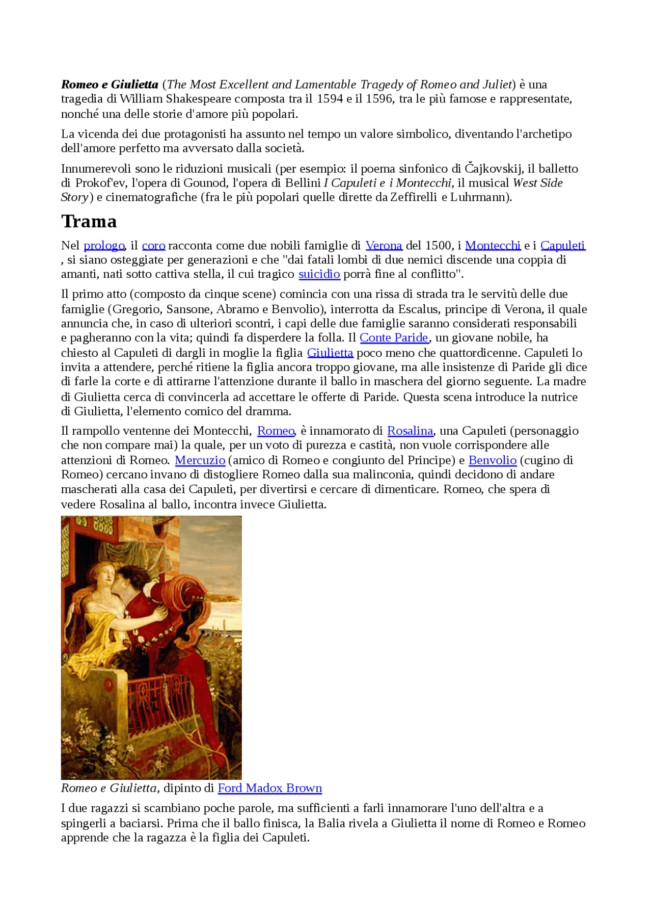 Romeo E Giulietta Di Shakespeare Docsity