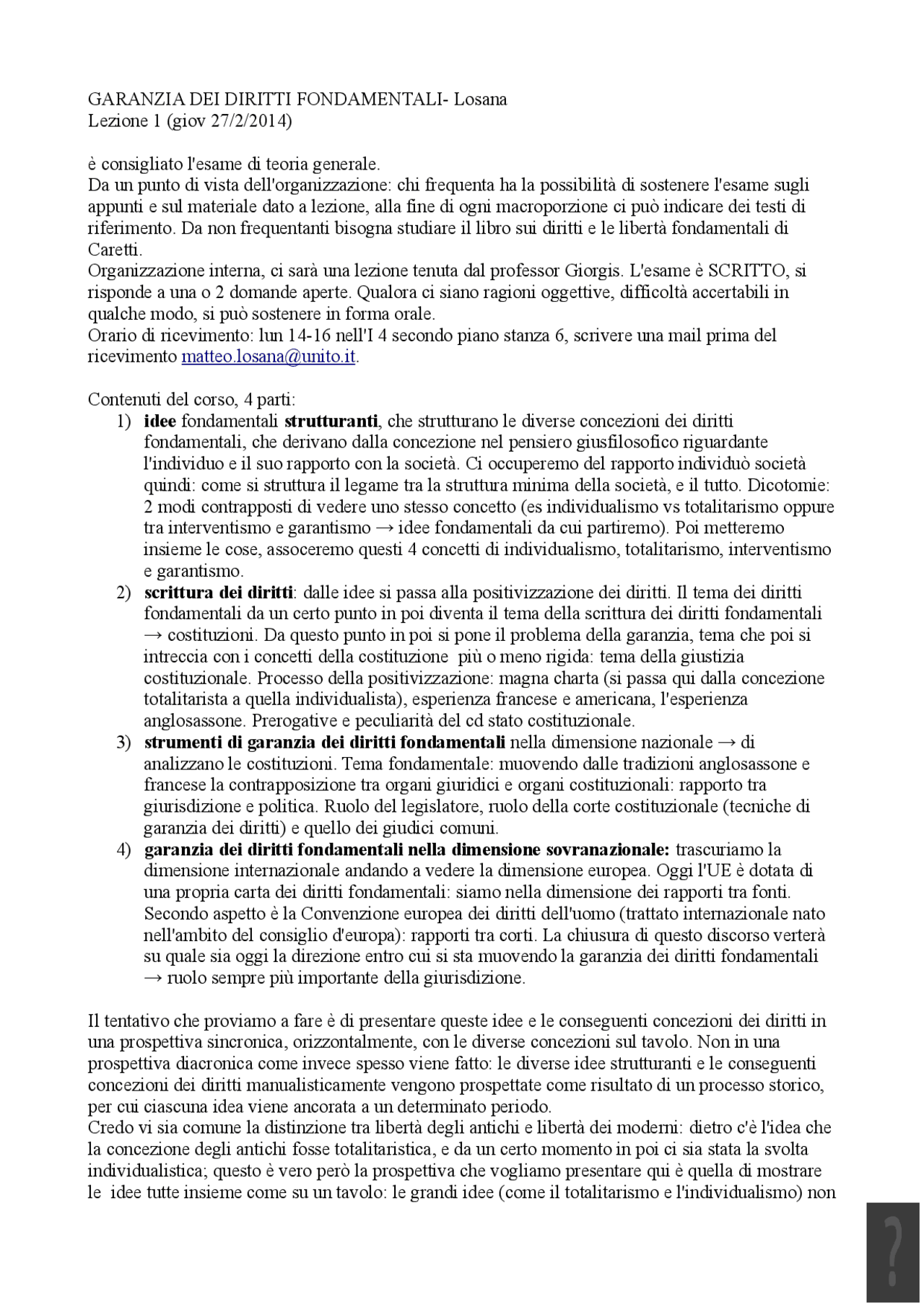 Garanzia Dei Diritti Fondamentali Docsity