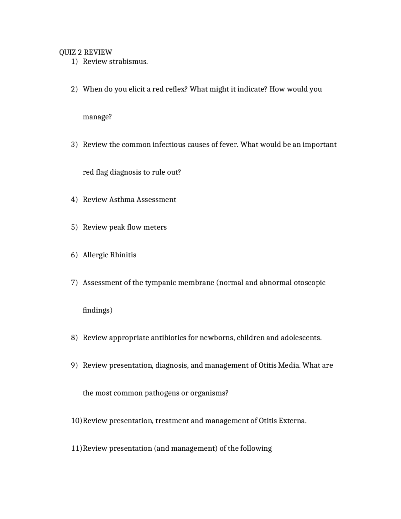 Pediatrics-RODP - Quiz 2 Review - Family Nurse Practitioner III | NURS ...