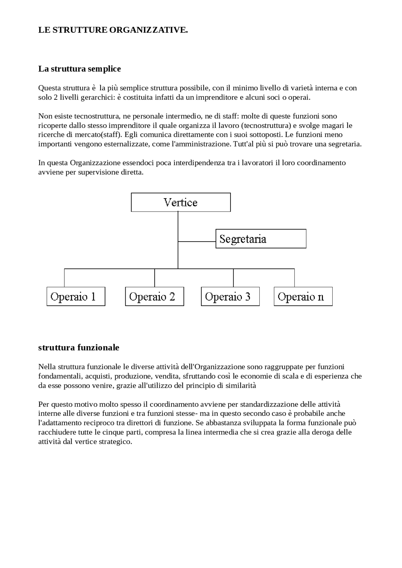 Appunti sui tipi di strutture organizzative - Docsity