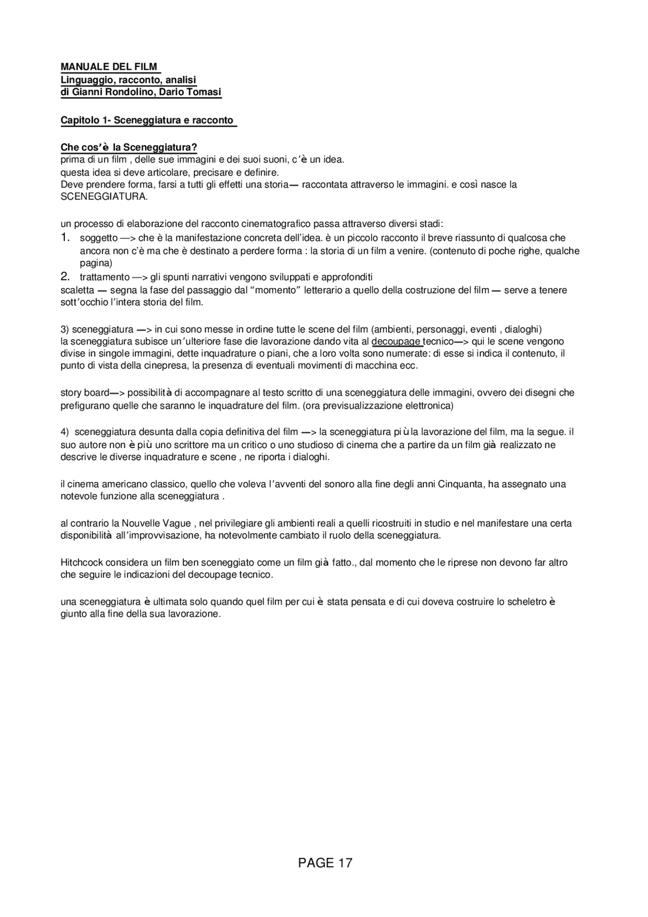 Manuale Del Film Docsity