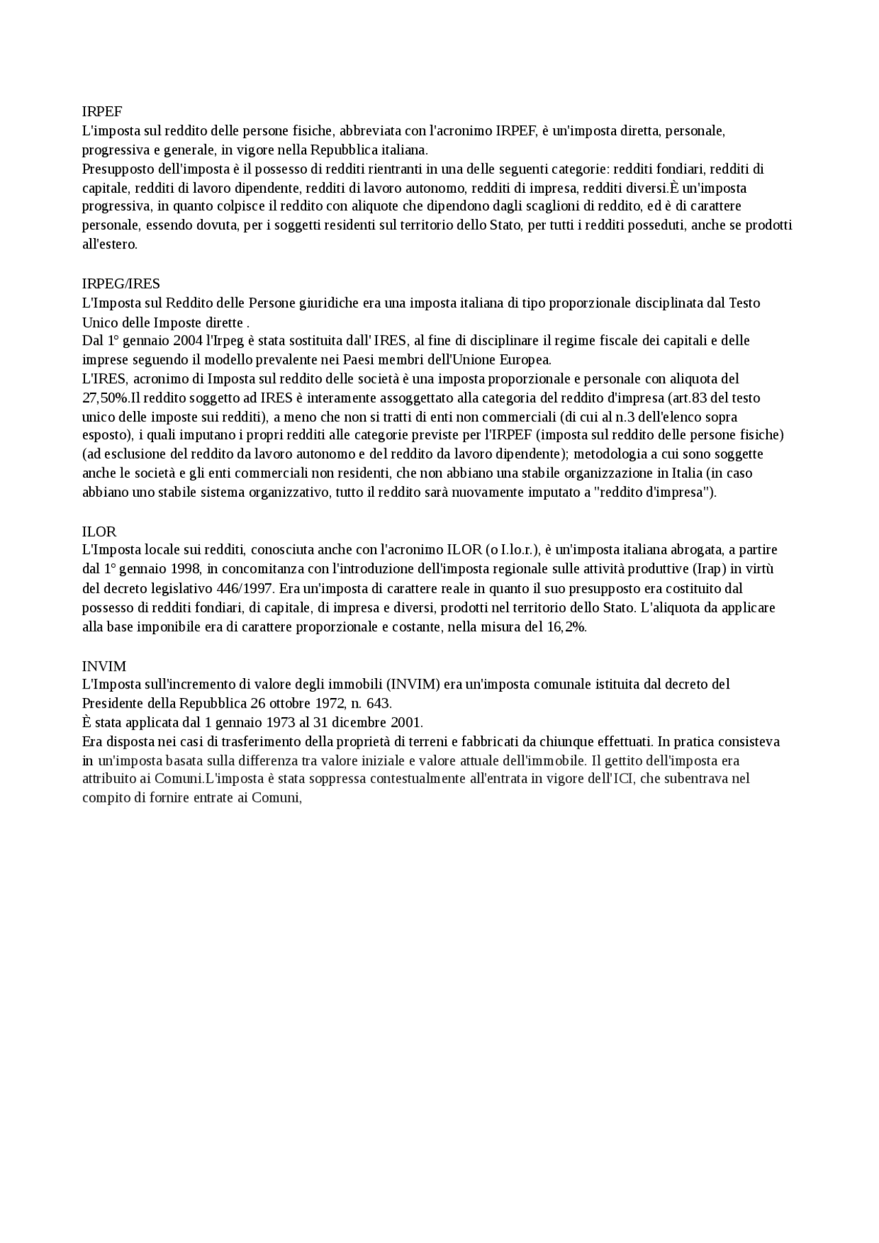 Irpef Appunti Di Diritto Tributario Docsity
