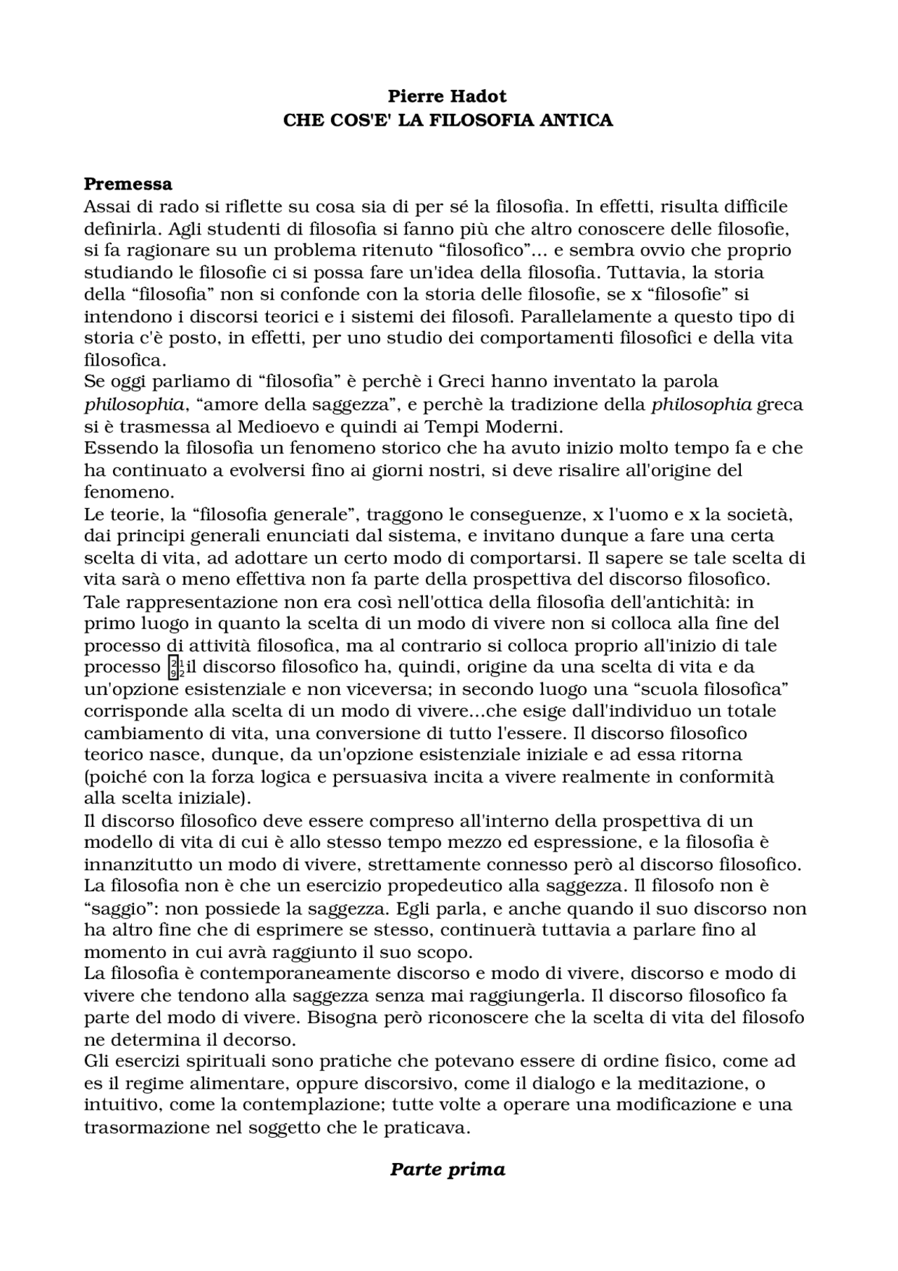 Che Cose La Filosofia Antica Docsity
