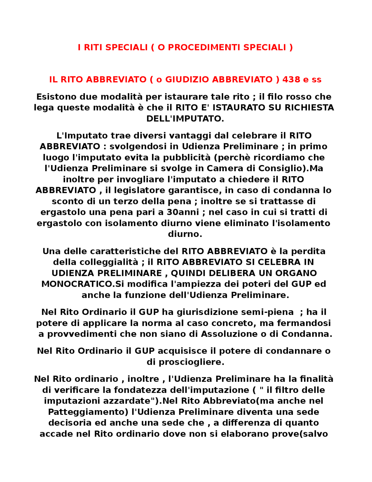Riti Speciali Docsity