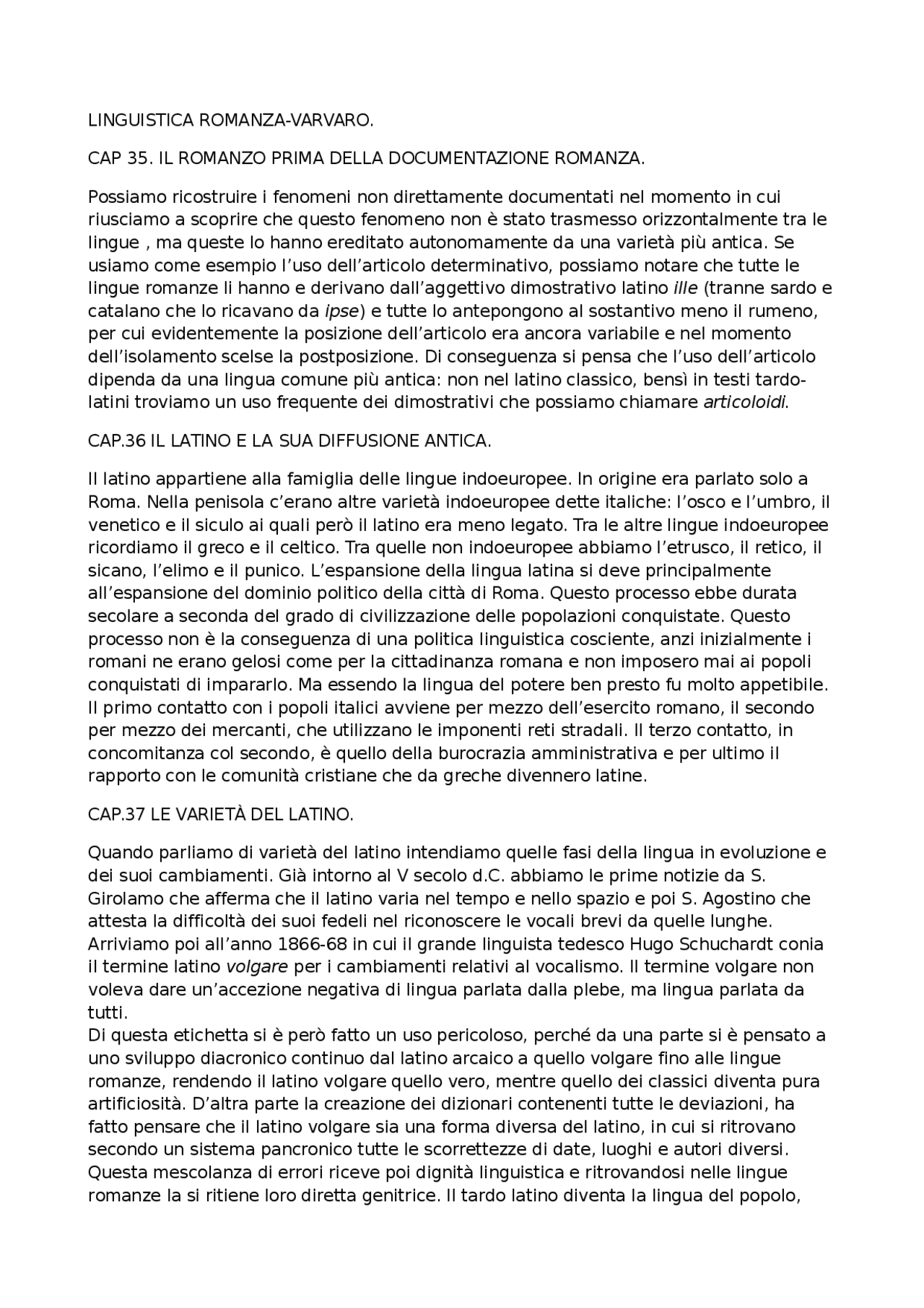 Riassunto Linguistica Romanza Varvaro Docsity