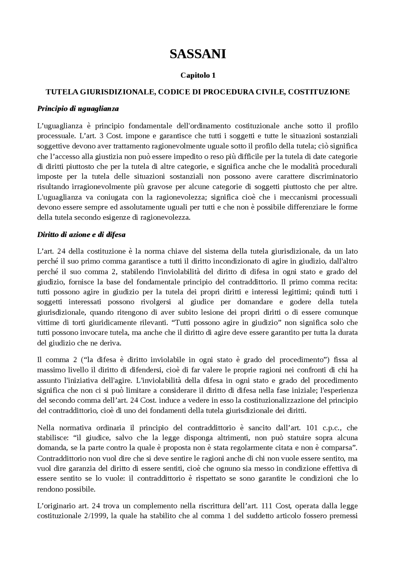 Sassani Lineamenti Del Processo Civile Italiano Docsity