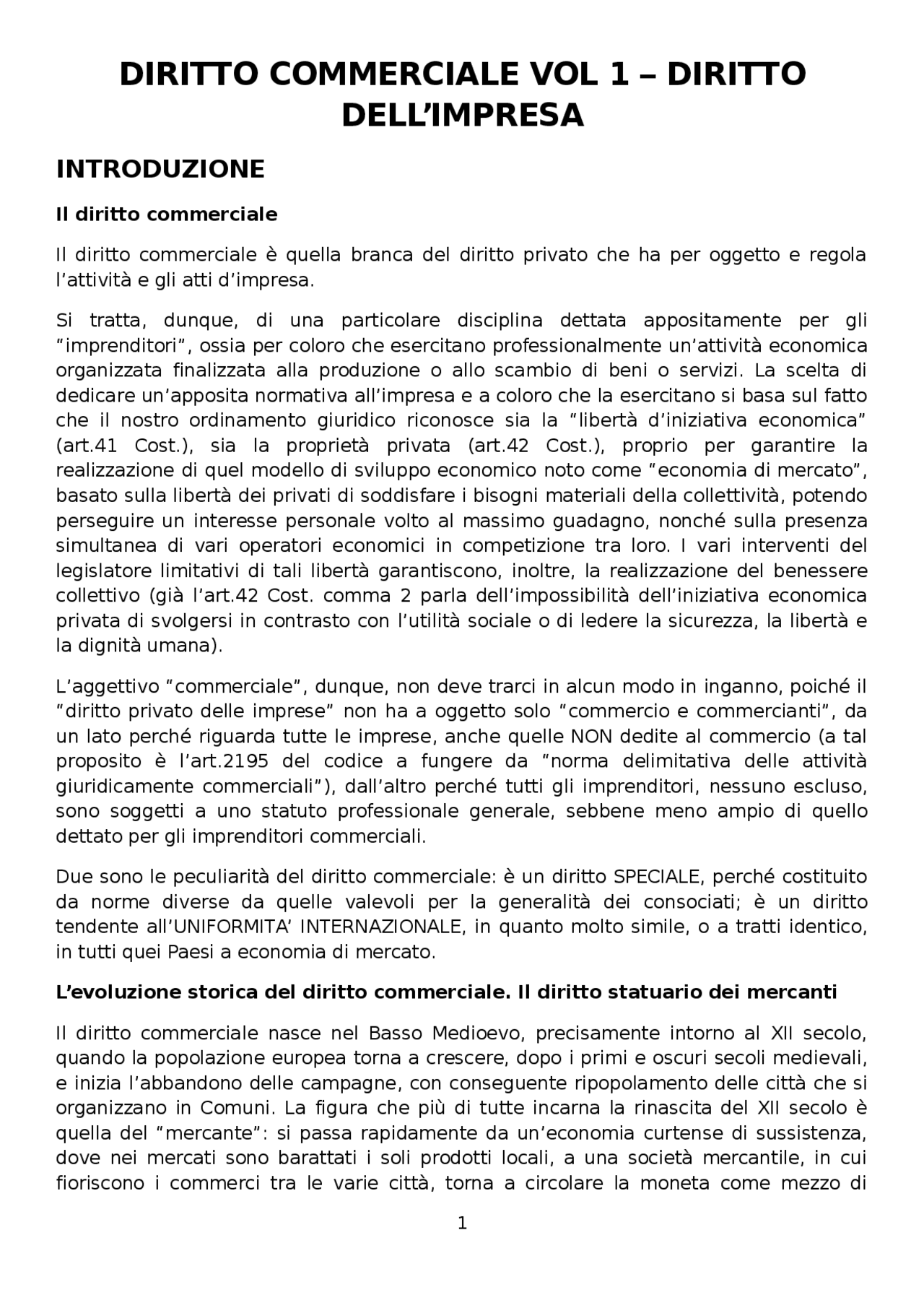 Riassunto Volume 1 Campobasso Docsity