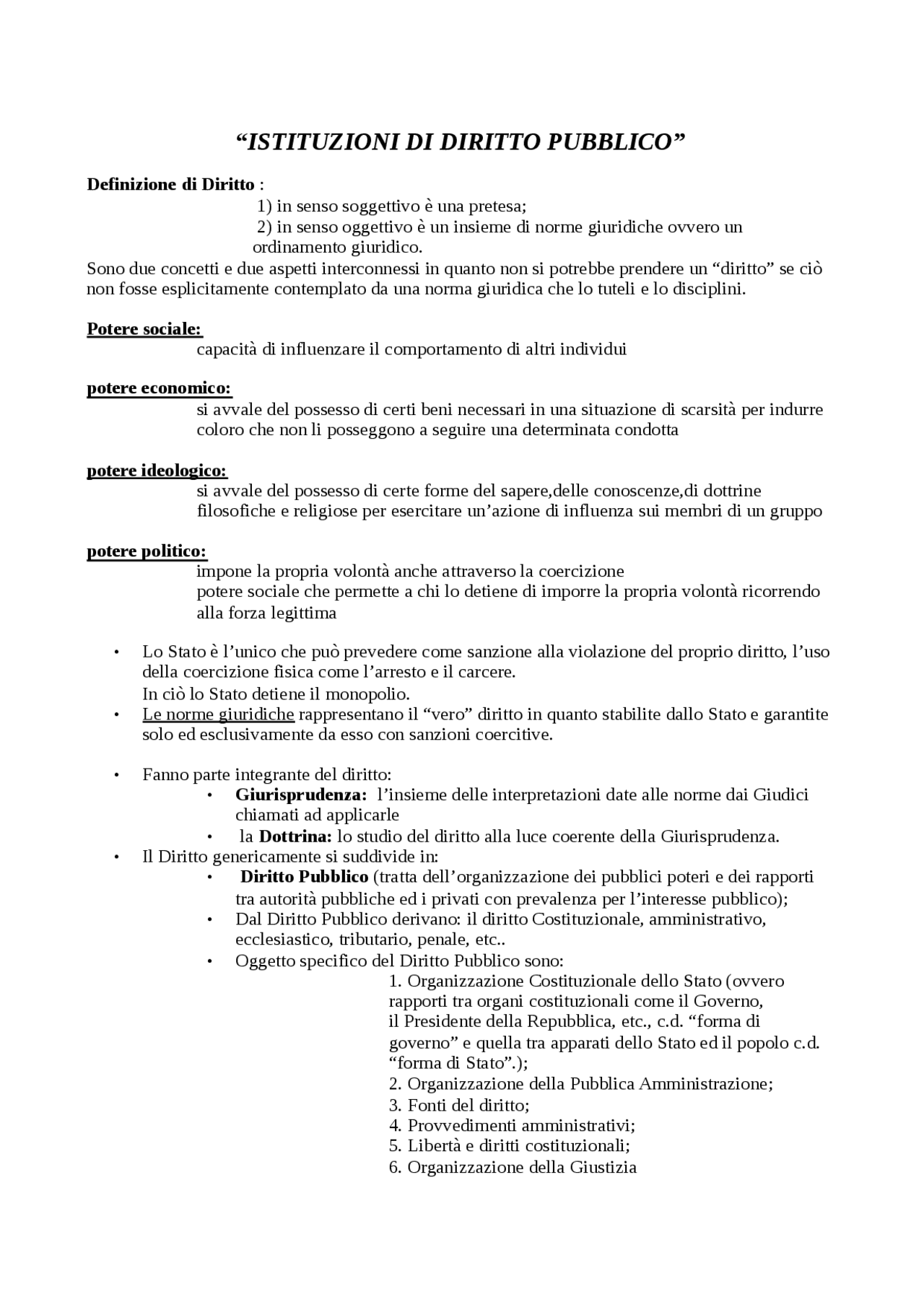 Riassunto Diritto Prima Parte Docsity