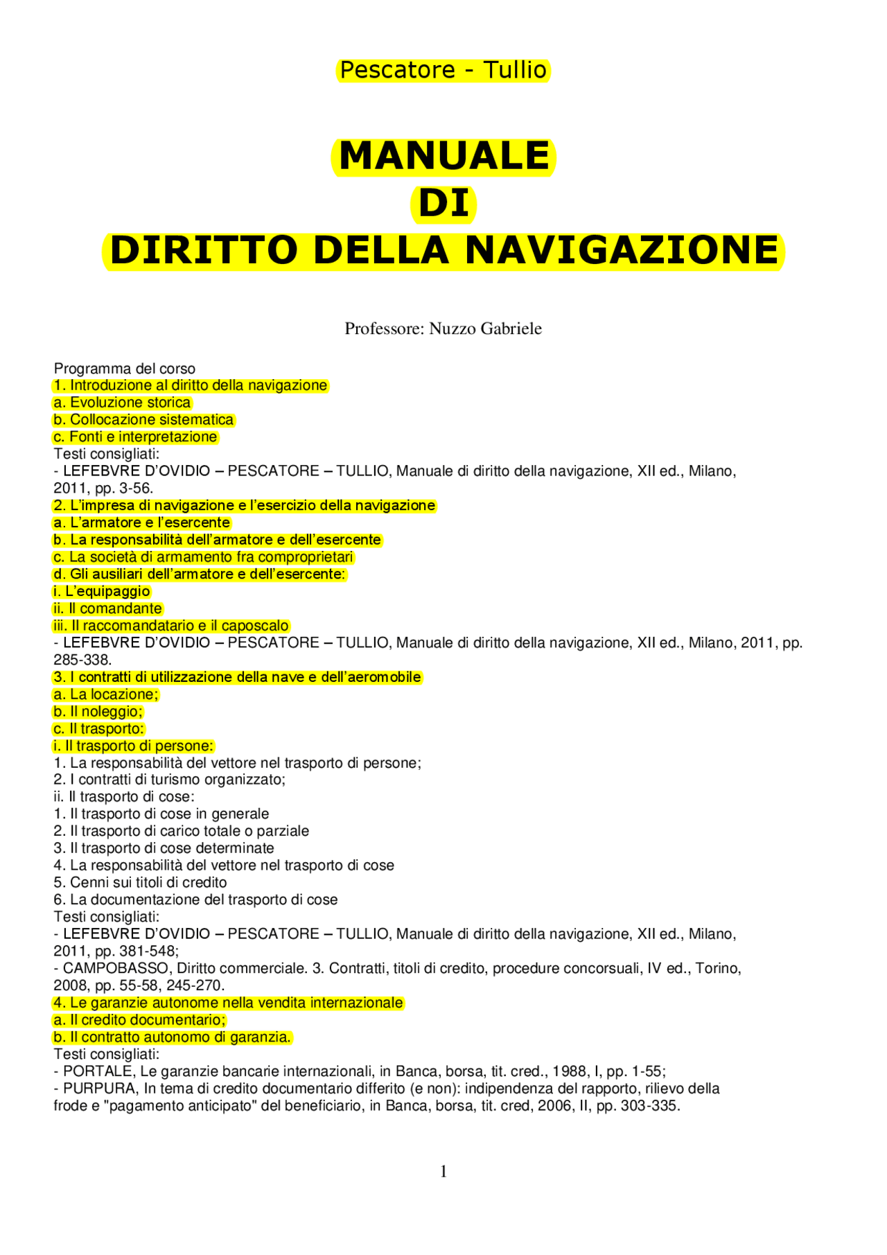 Riassunti Diritto Della Navigazione Docsity