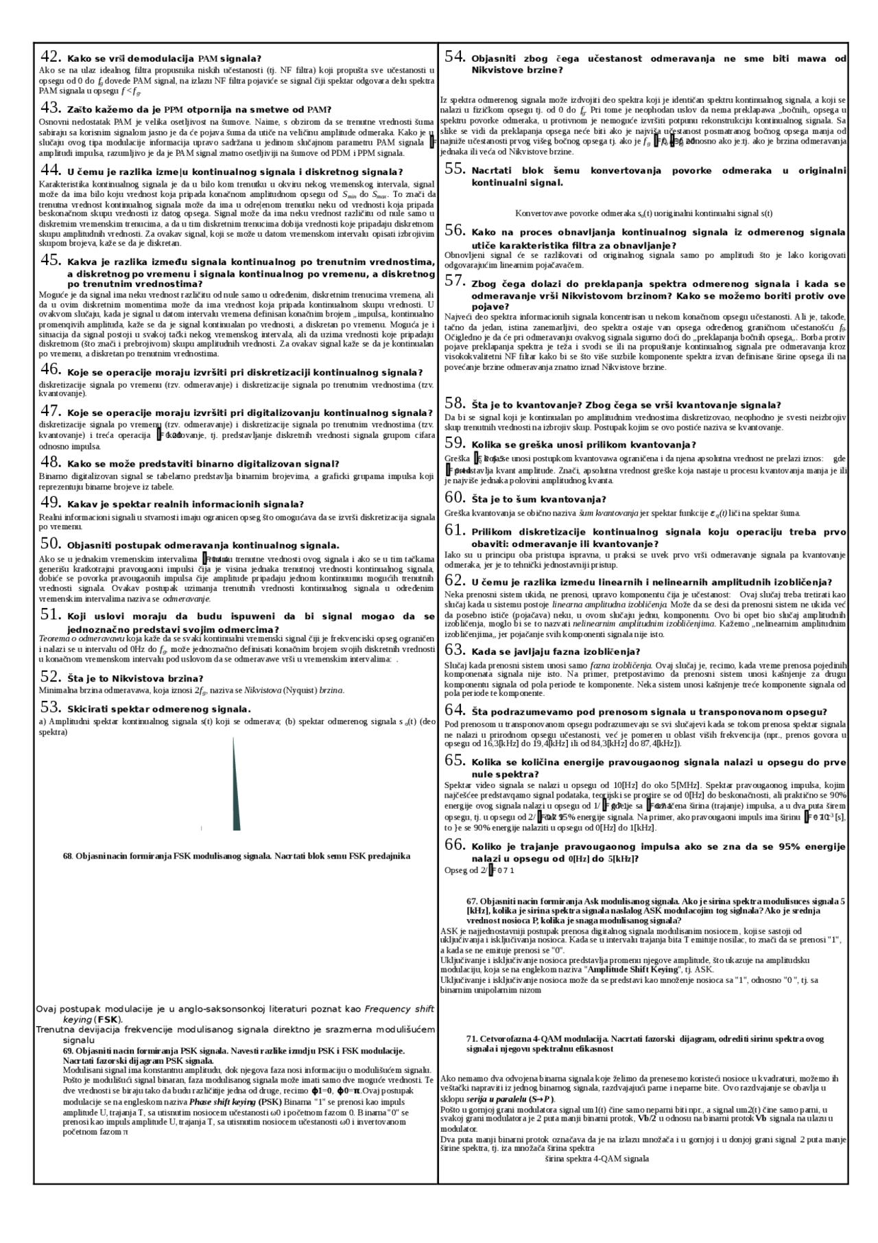 Signali I Sistemi Pitanja I Odgovori Ispiti Predlog Signali I