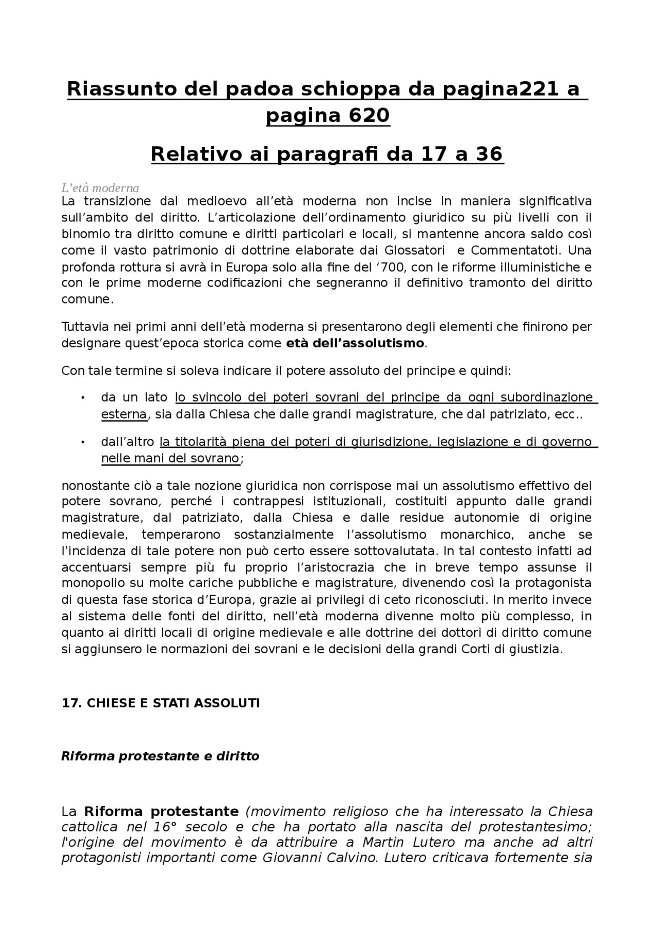 Padoa Schioppa Docsity