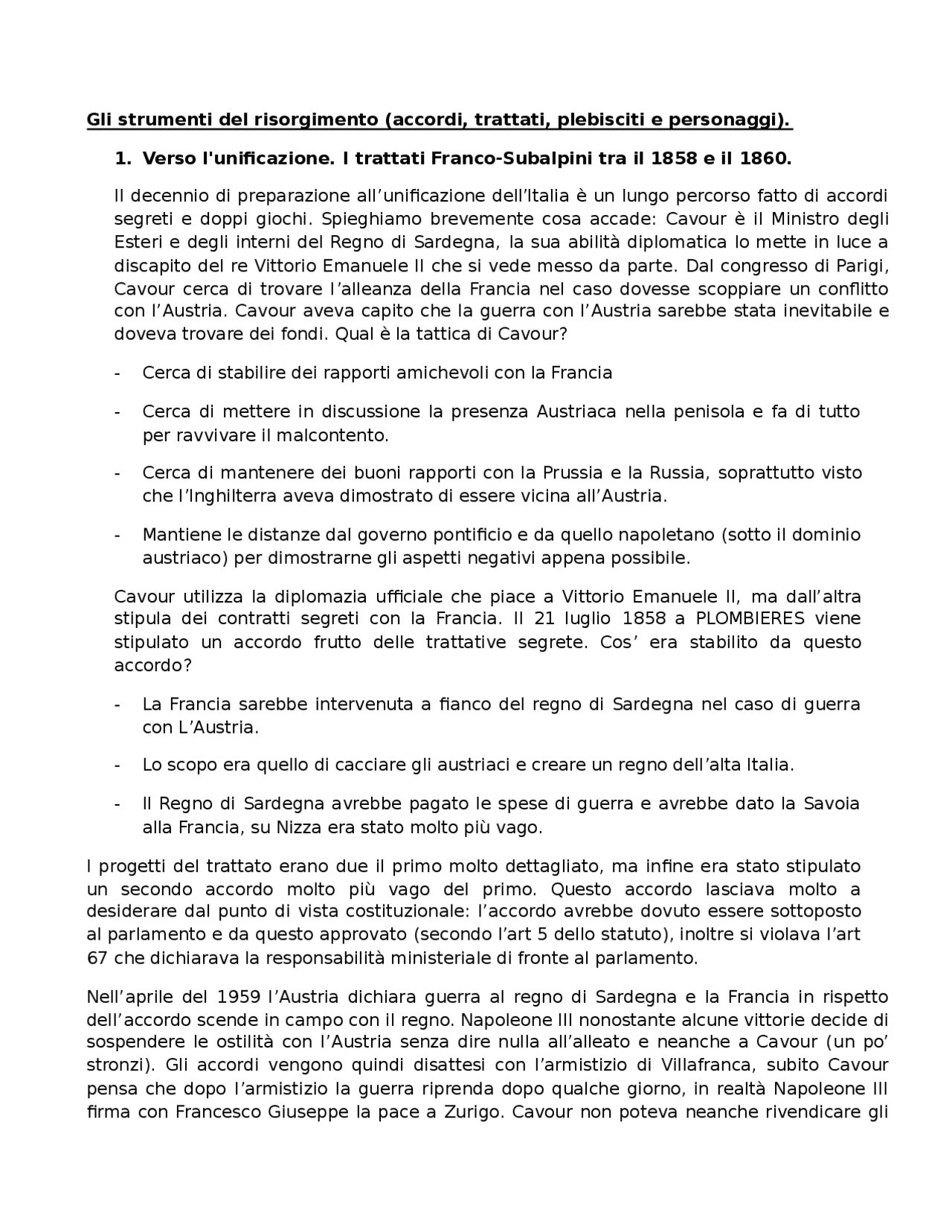 Strumenti Del Risorgimento Docsity
