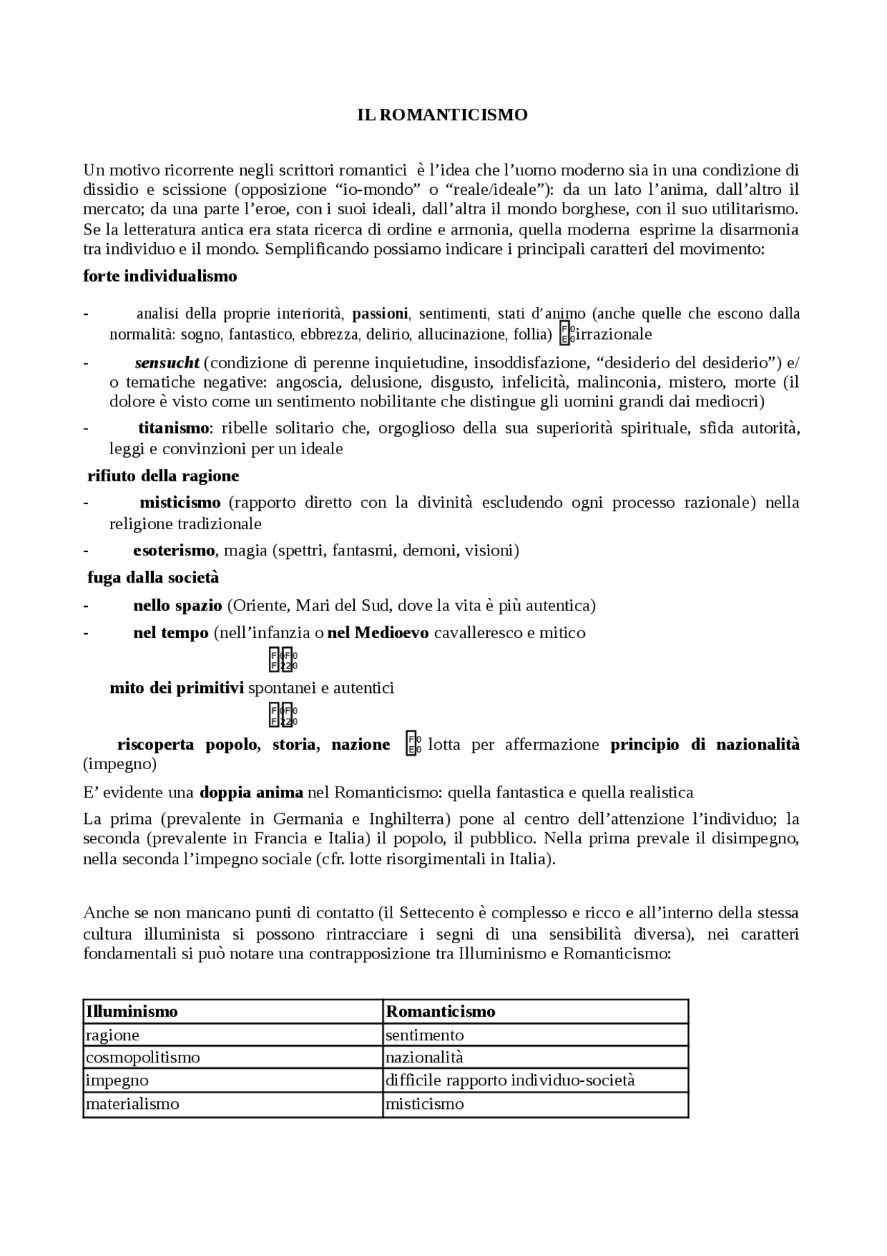 Il Romanticismo Docsity