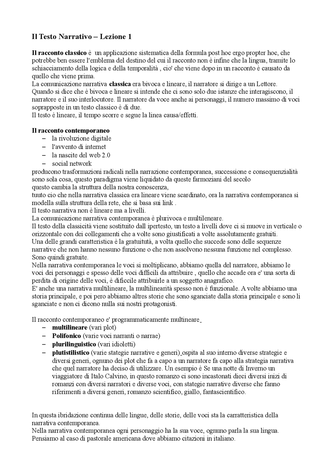 1 Lez Vittorini Narrativa Contemporanea Docsity