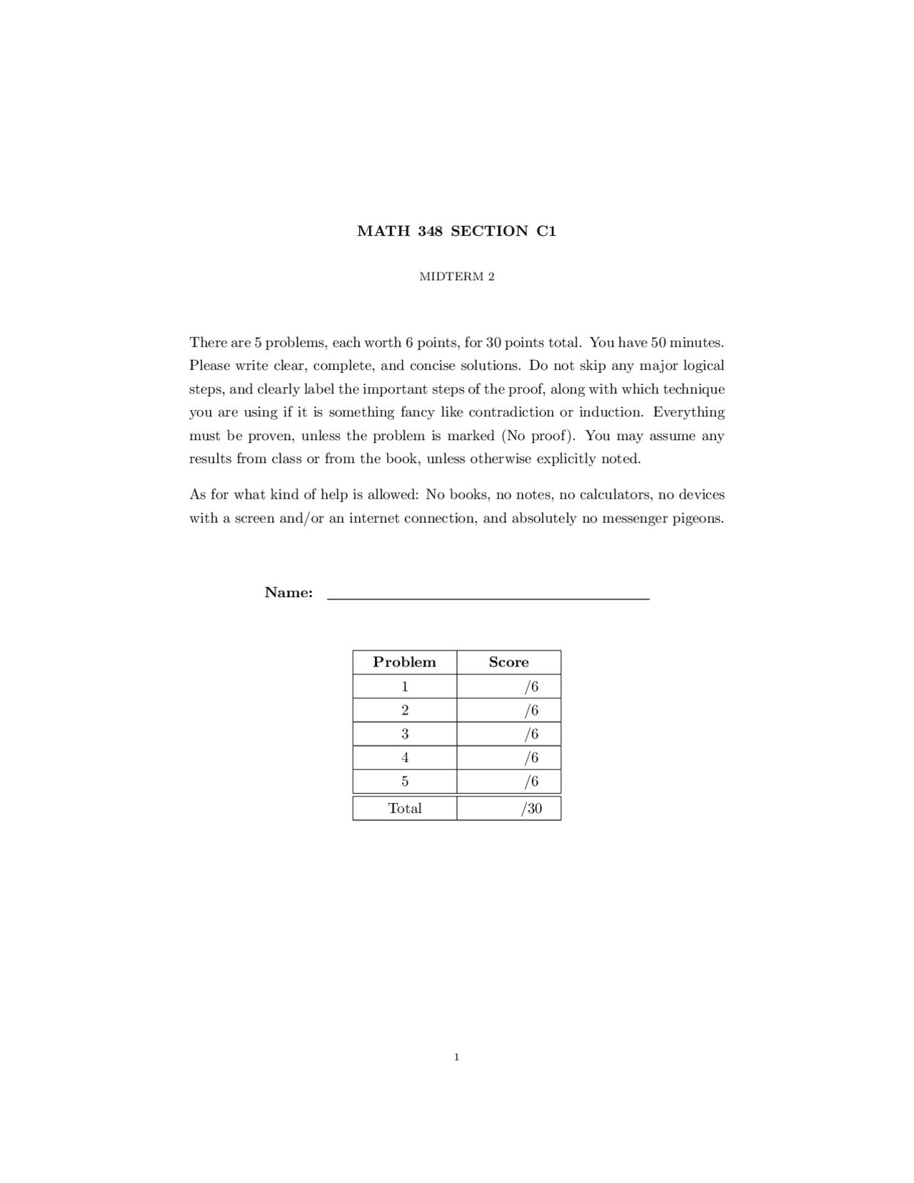 Fundamental Mathematics Midterm 2 Questions Math 348 Docsity
