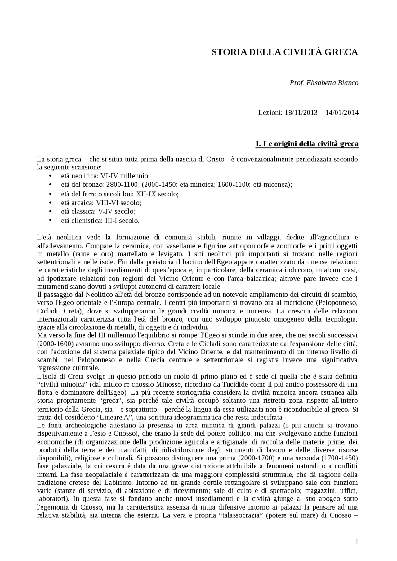 Storia della civiltÀ greca - Docsity