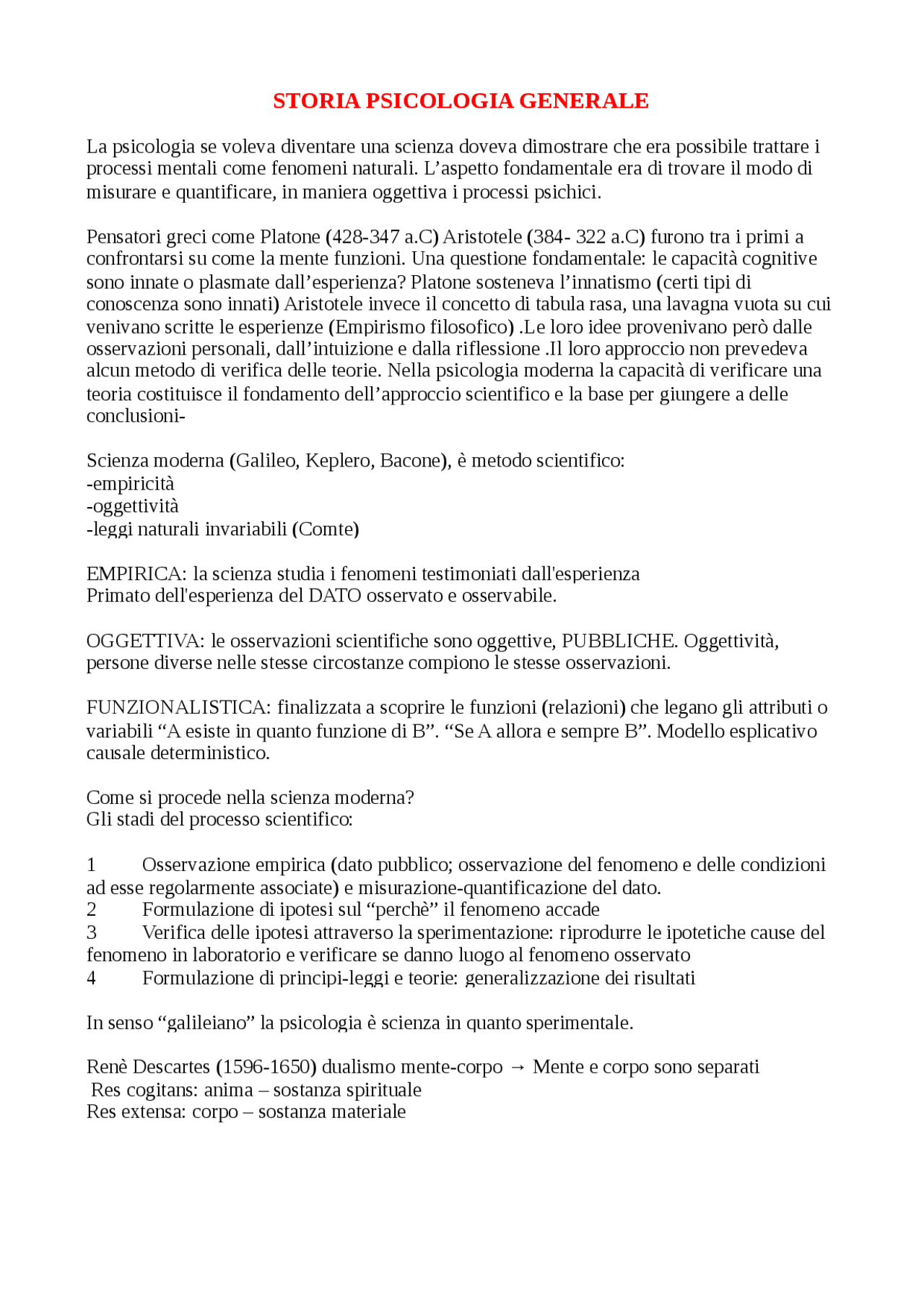 Storia Psicologia Generale Riassunto Dei Capitoli Manuale Mecacci Docsity