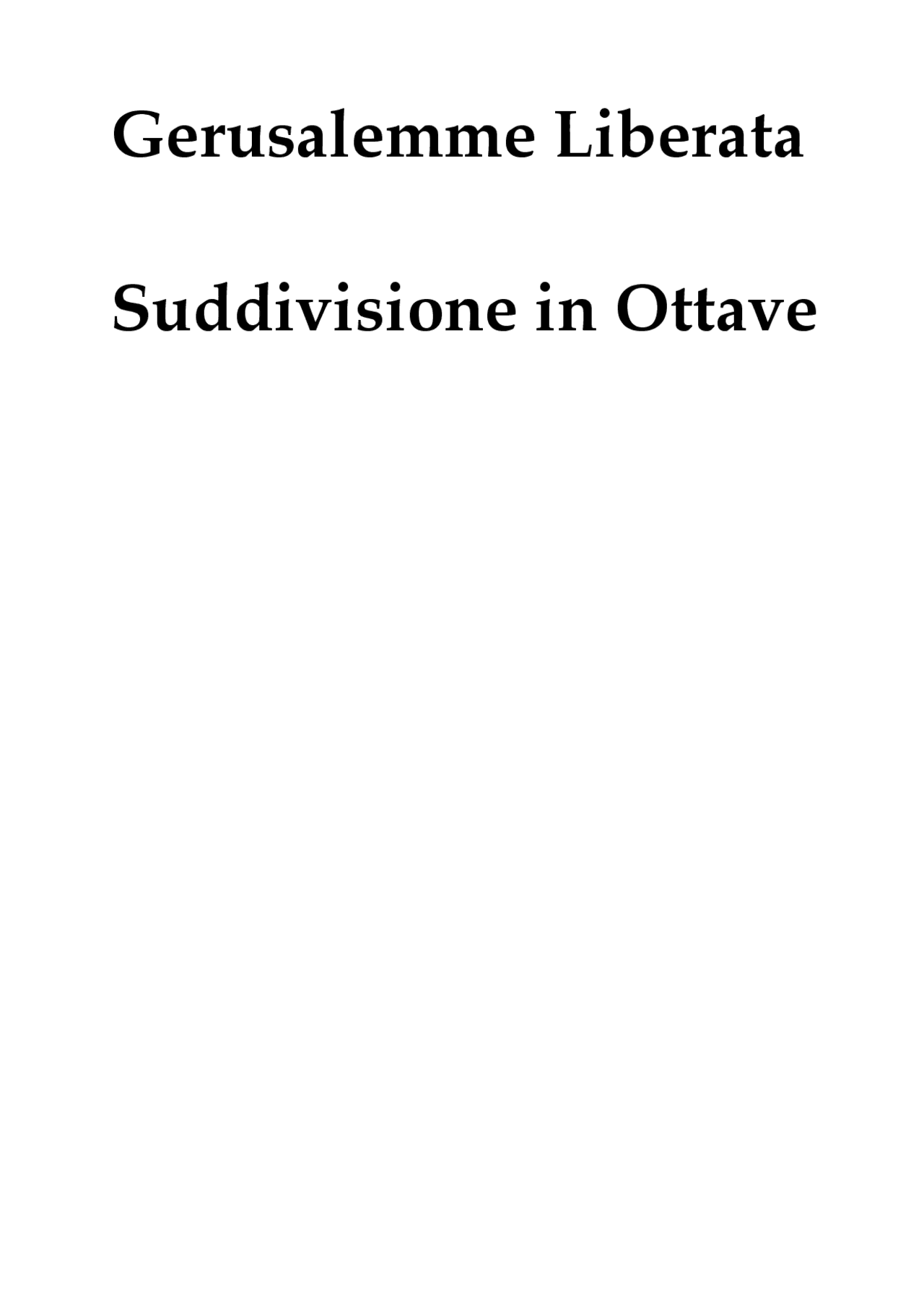 Gerusalemme Liberata Riassunto In Ottave Docsity