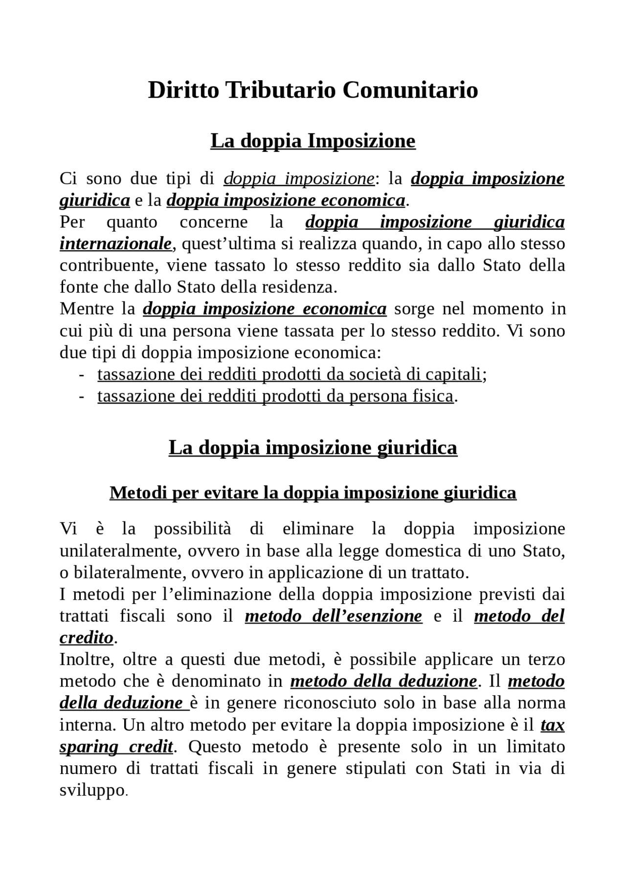 Appunti Di Diritto Tributario Comunitario Docsity