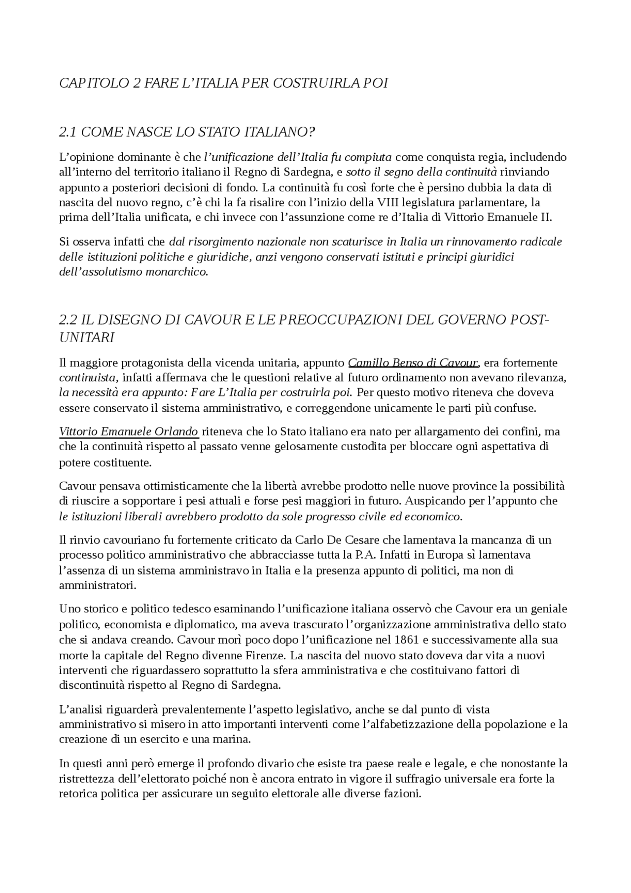 Governare Gli Italiani Storia Dello Stato Capitolo 2 Docsity