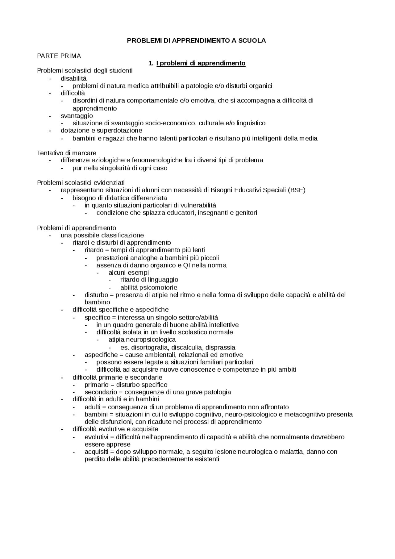 Problemi Di Apprendimento A Scuola Docsity