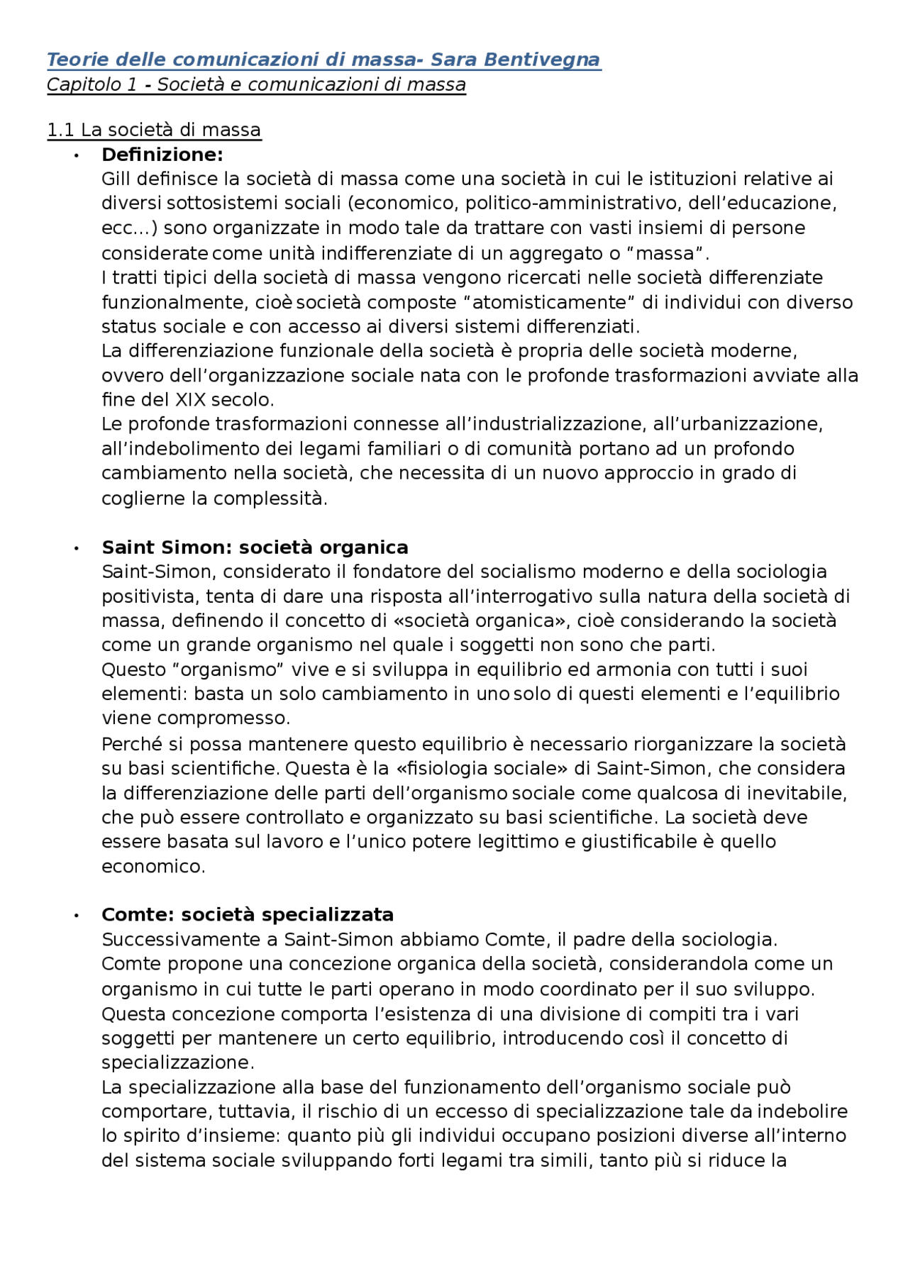 Teorie Della Comunicazione Di Massa Sara Bentivegna Docsity