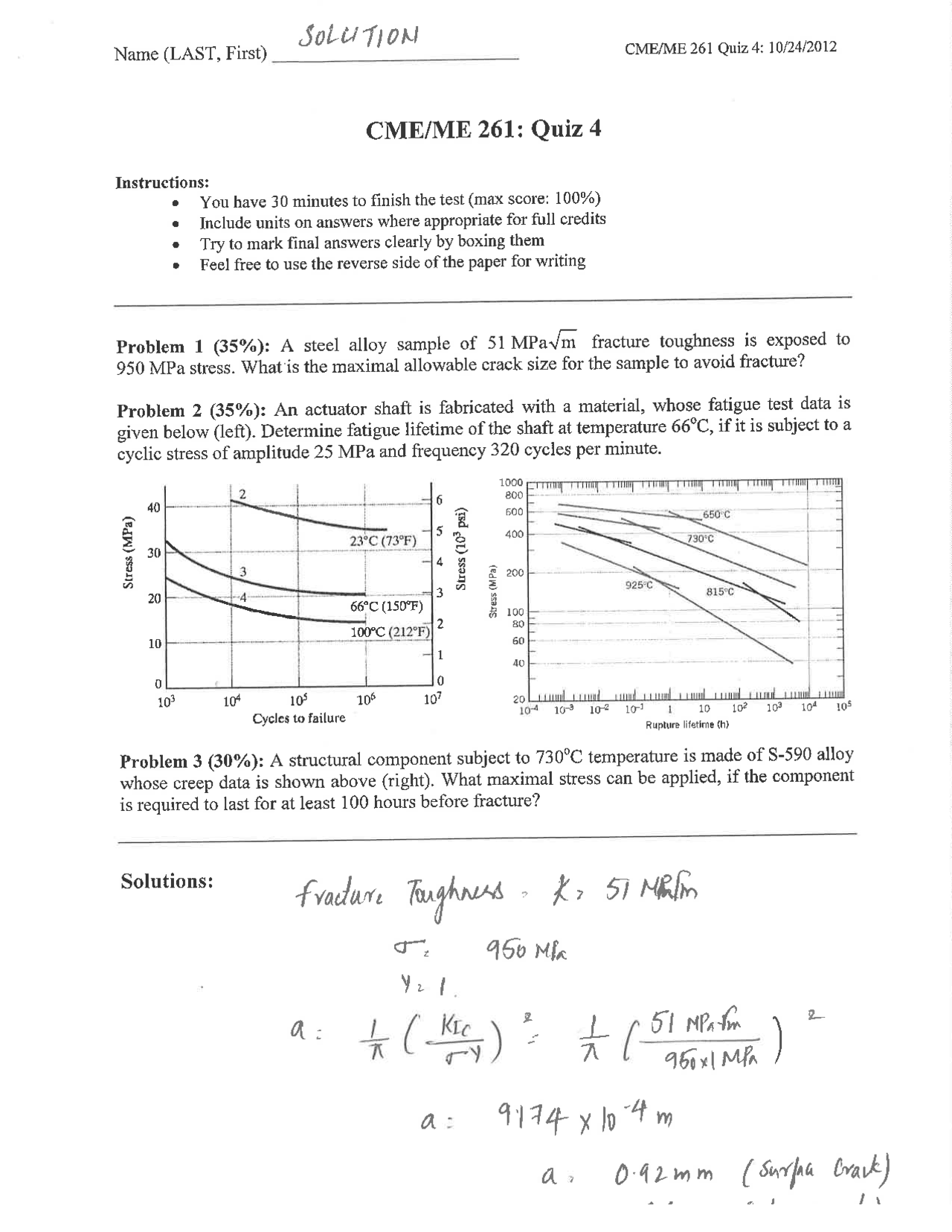 Quiz 4 With Solutions Materials For Manufacturing Cme 261 Docsity