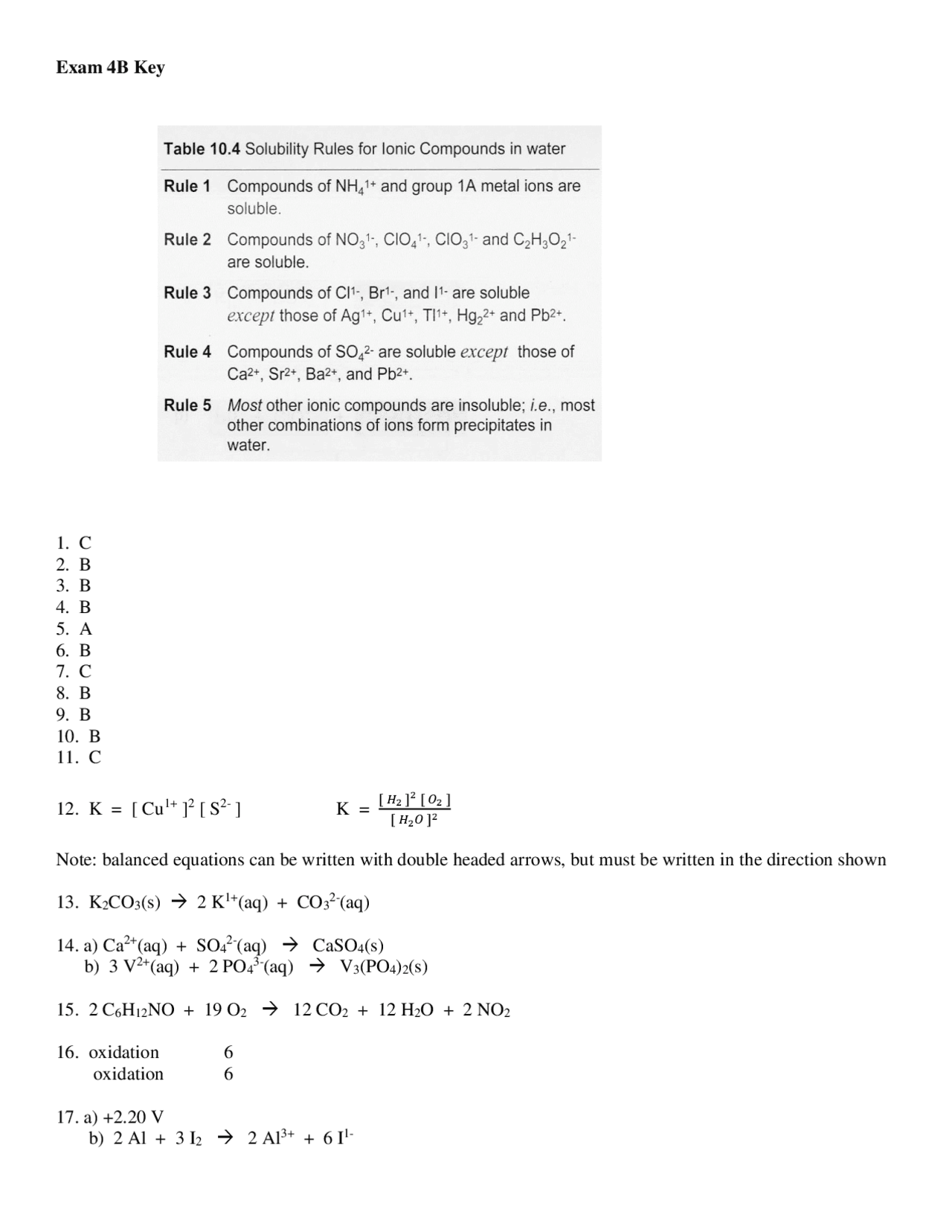 17 Question Exam On Molecular Chemistry With Key Answers Ch 101 Docsity