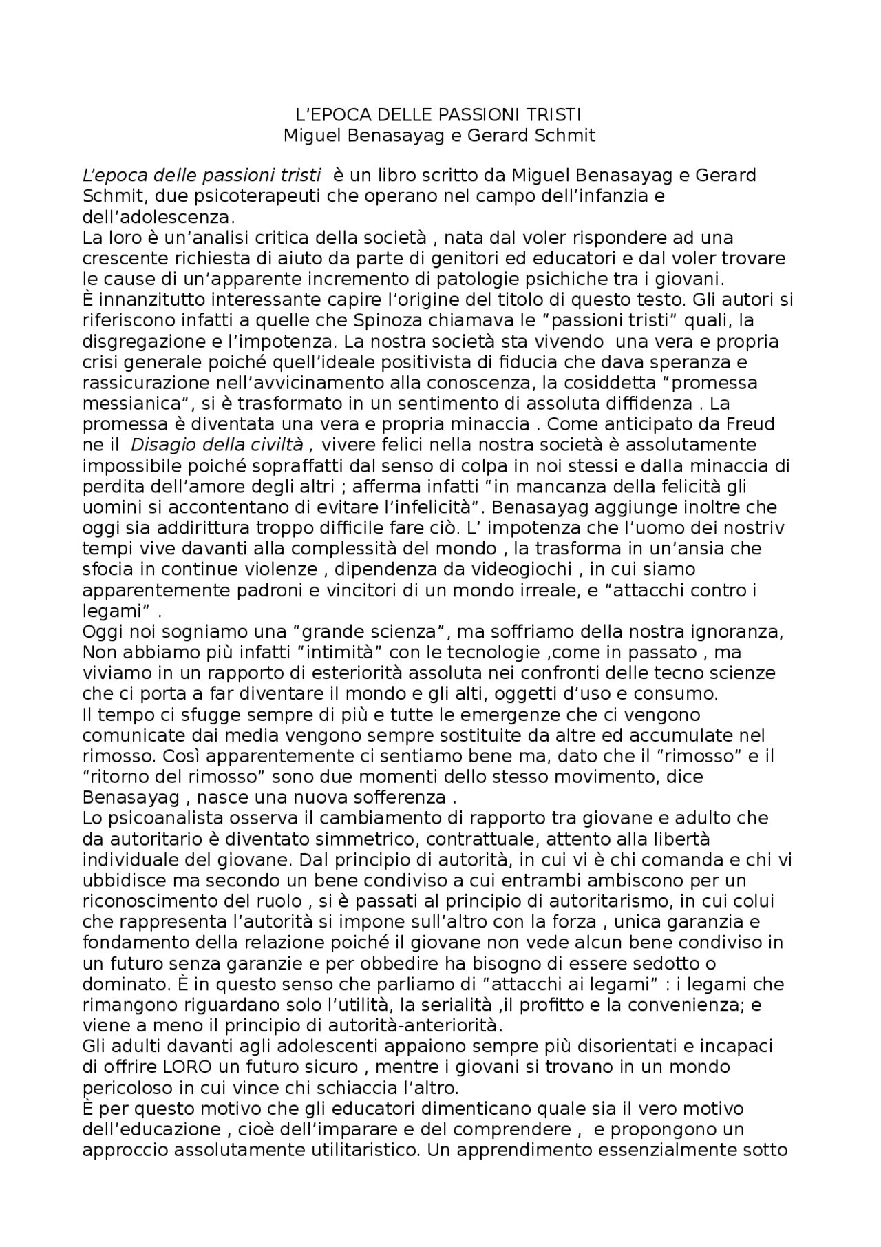 Lepoca Delle Passioni Tristi Docsity