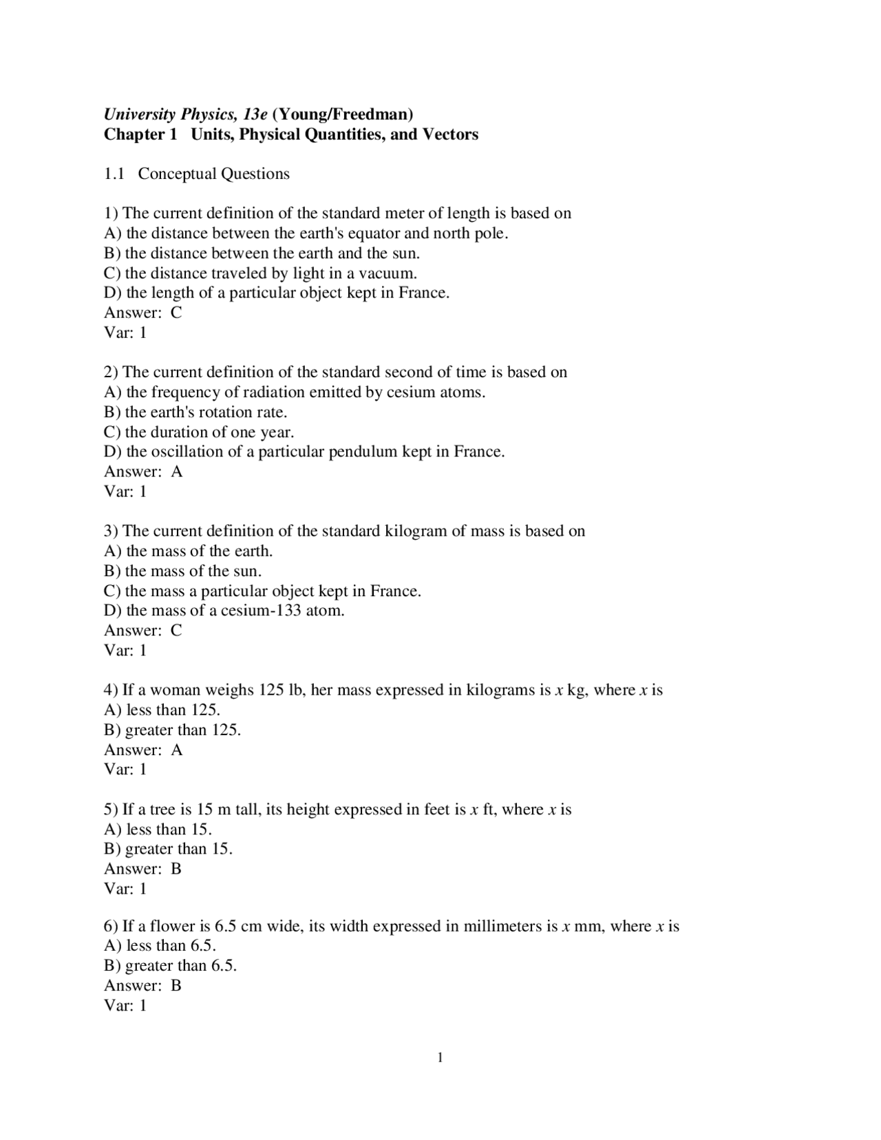 Physical Quantities, Units and Vectors - Questions with Answers | PHYS ...