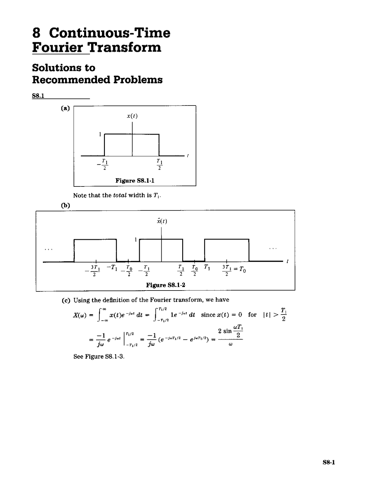 Continuous Time Fourier Transform Practice Solutions Linear System