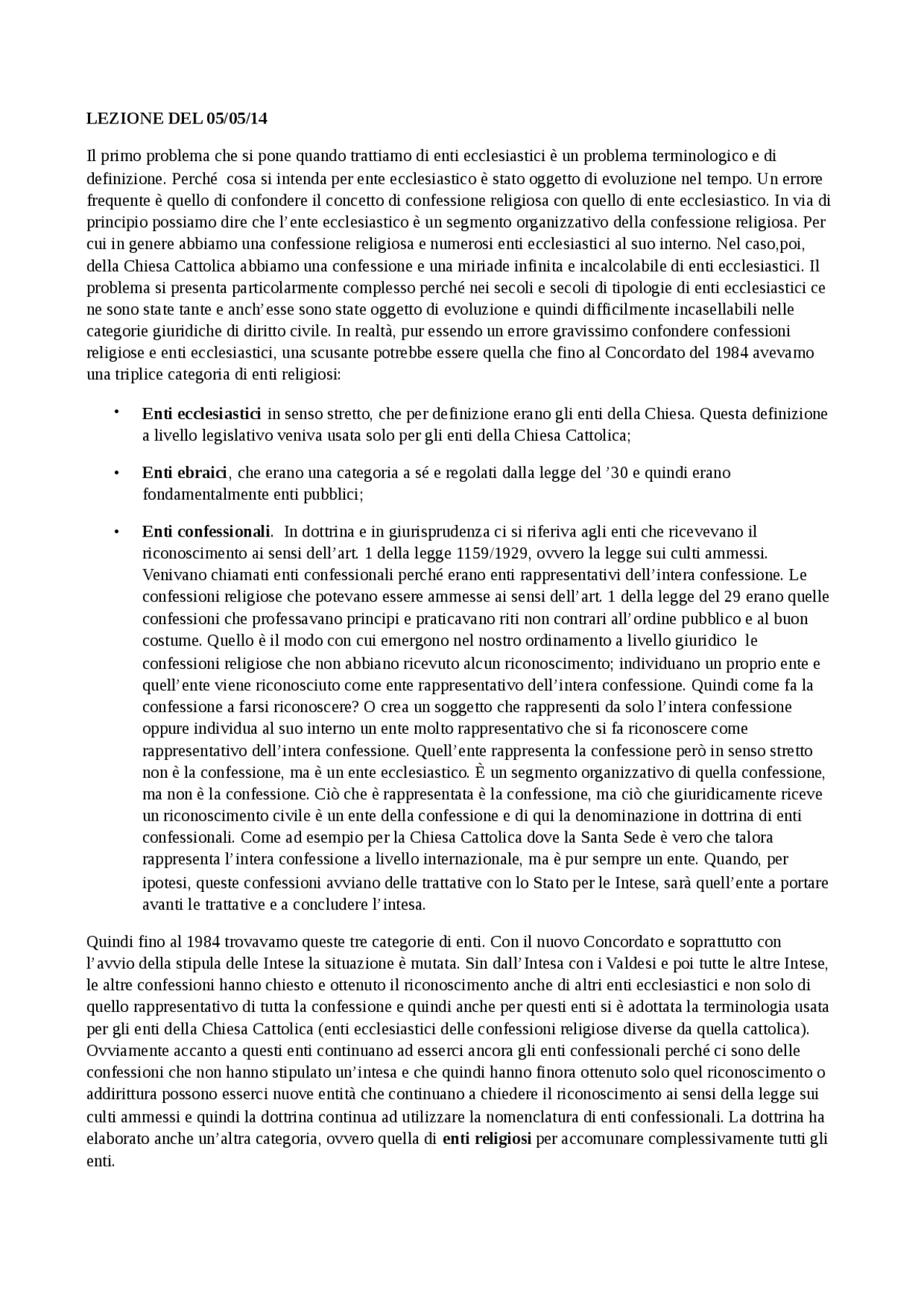 Diritto Ecclesiastico Guarino Docsity