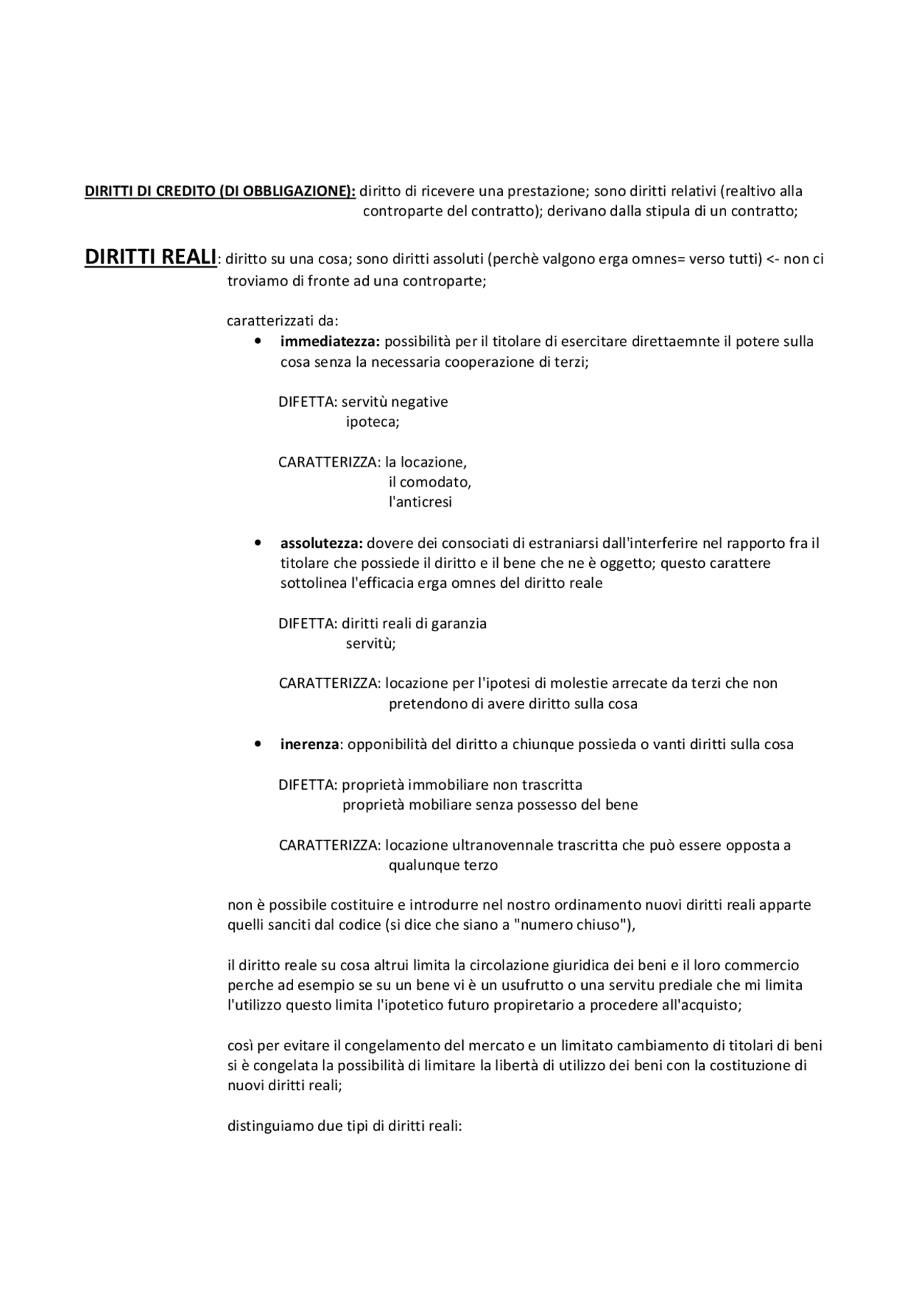 Schemi Sulla Proprietà E I Diritti Reali Di Godimento Docsity