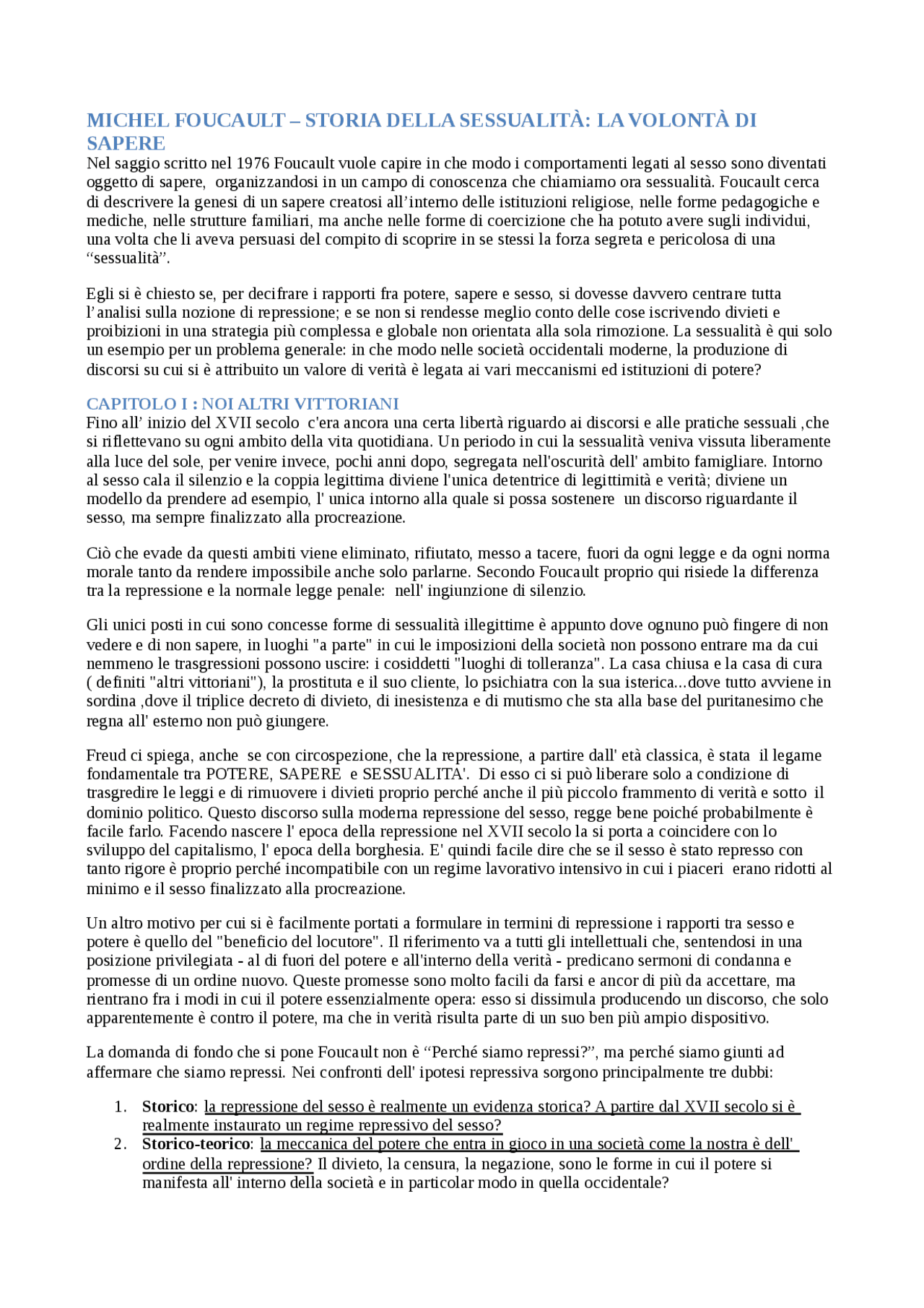 Volontà Di Sapere Docsity