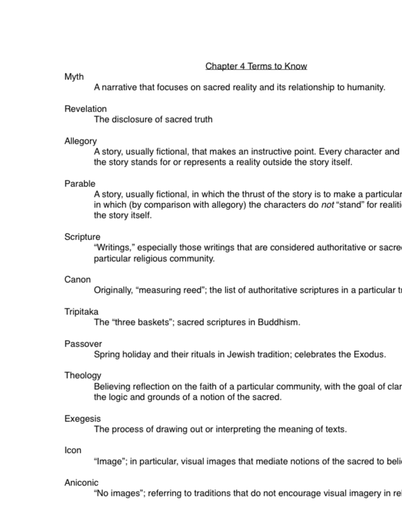 Terms To Know Introduction To Religion Lecture Notes Rel 1103